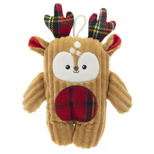 Vibrant Life 8 inch Stuffed Plush Squeaky Christmas Plaid Reindeer Dog ...