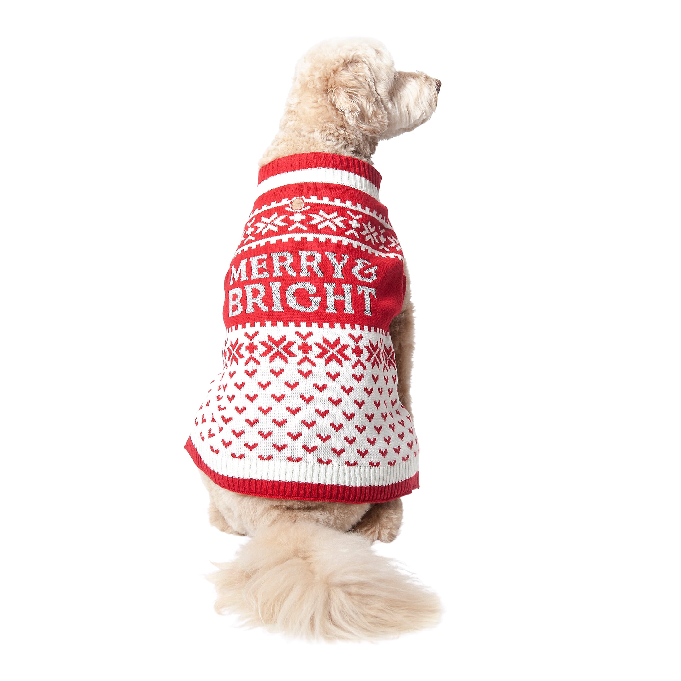 Vibrant Life Holiday Dog Clothes Red Merry & Bright Sweater, Large ...
