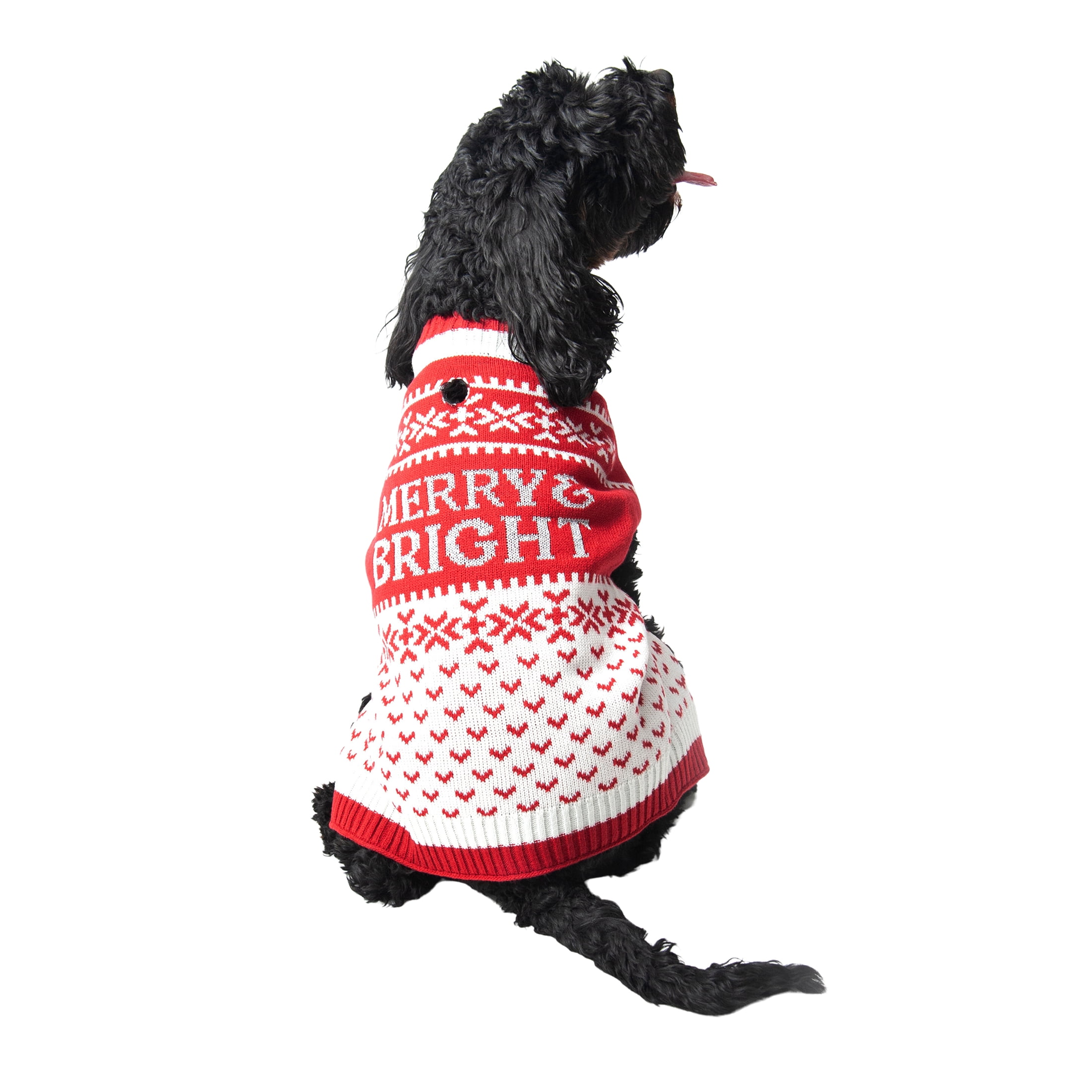 Vibrant Life Holiday Dog Clothes Red Merry & Bright Sweater, Medium ...