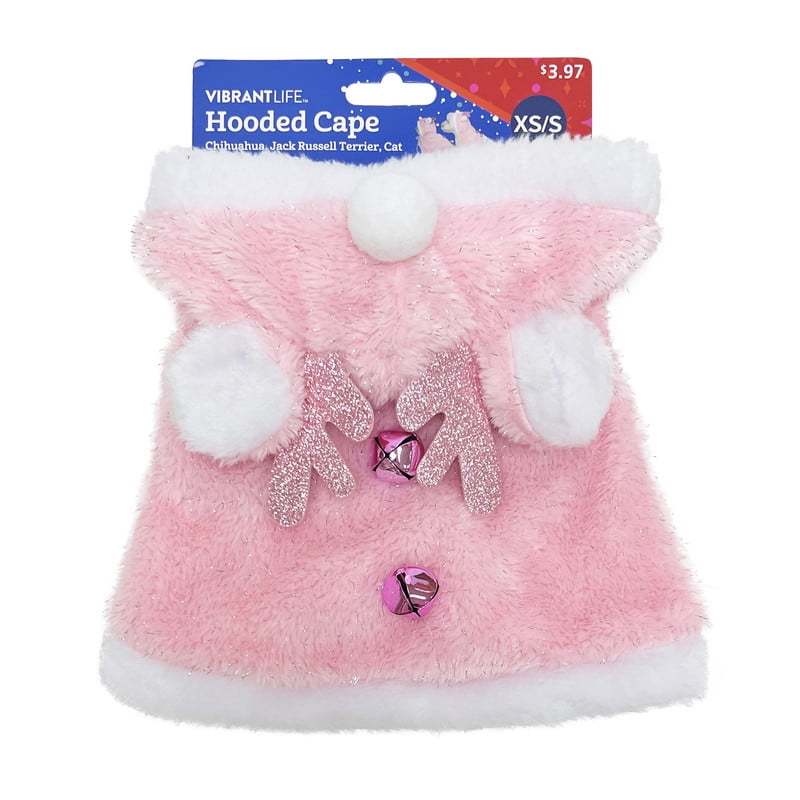 Vibrant Life Holiday Reindeer Pet Hooded Cape for Dogs and Cats, Pink ...