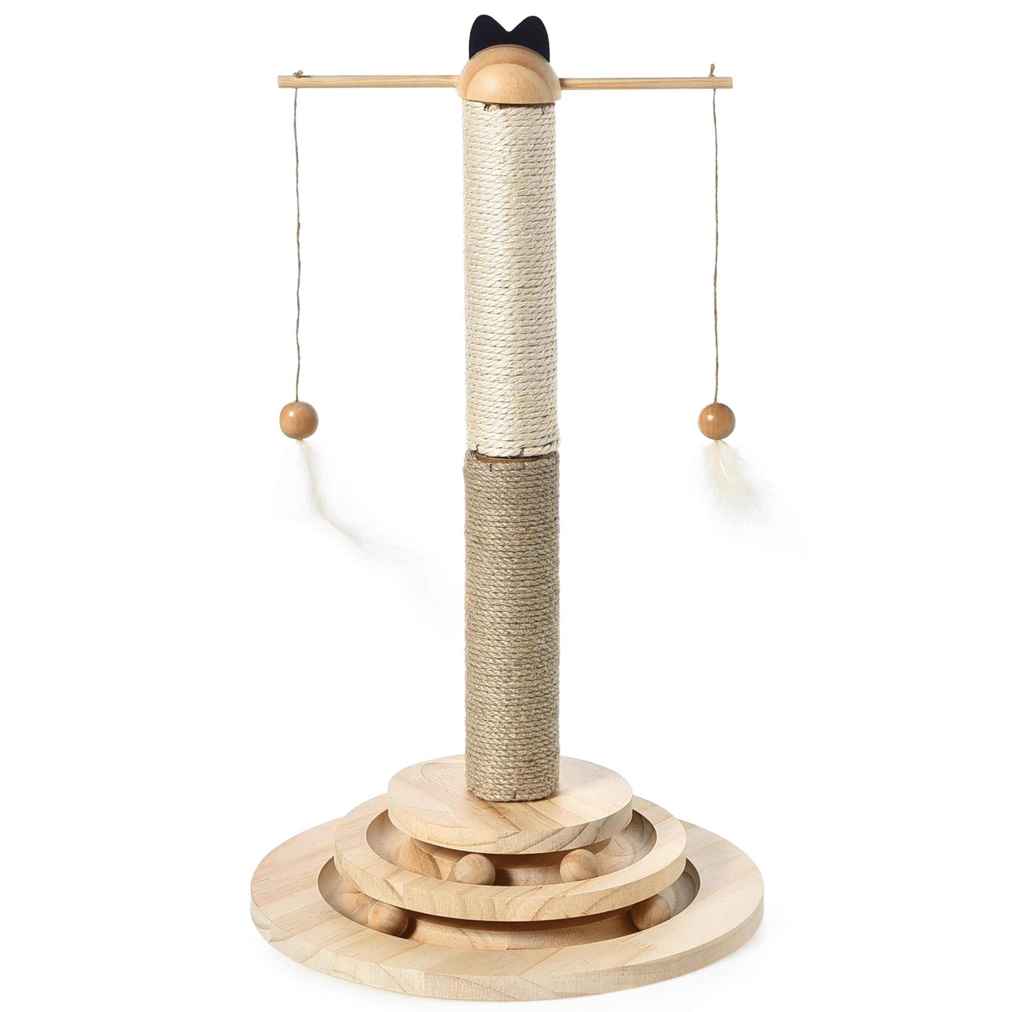 Vibrant Life Interactive Cat Scratching Post with 2 Tier Ball Track and ...