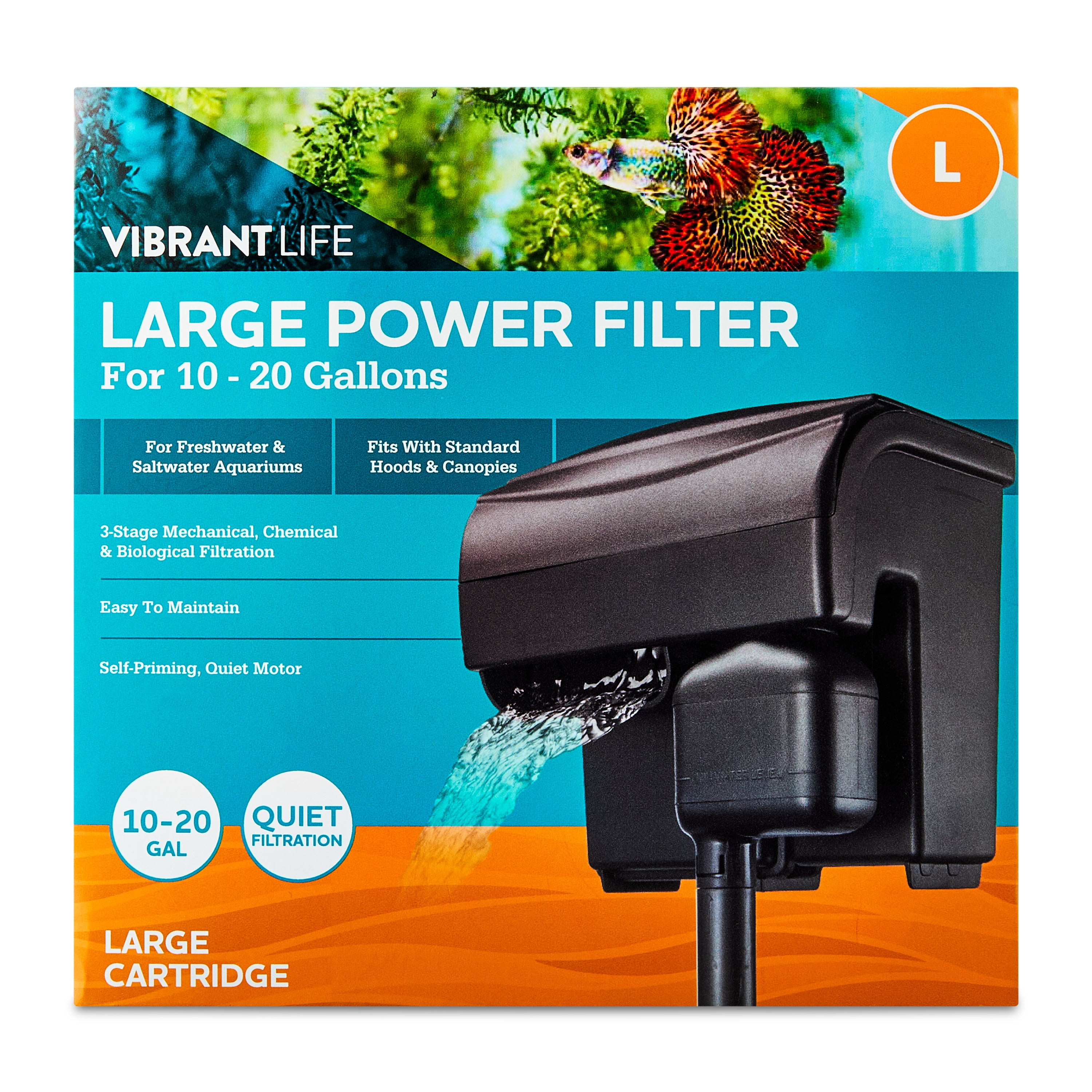 Vibrant Life Large Power Filter with Cartridge for 10- to 20-Gallon ...