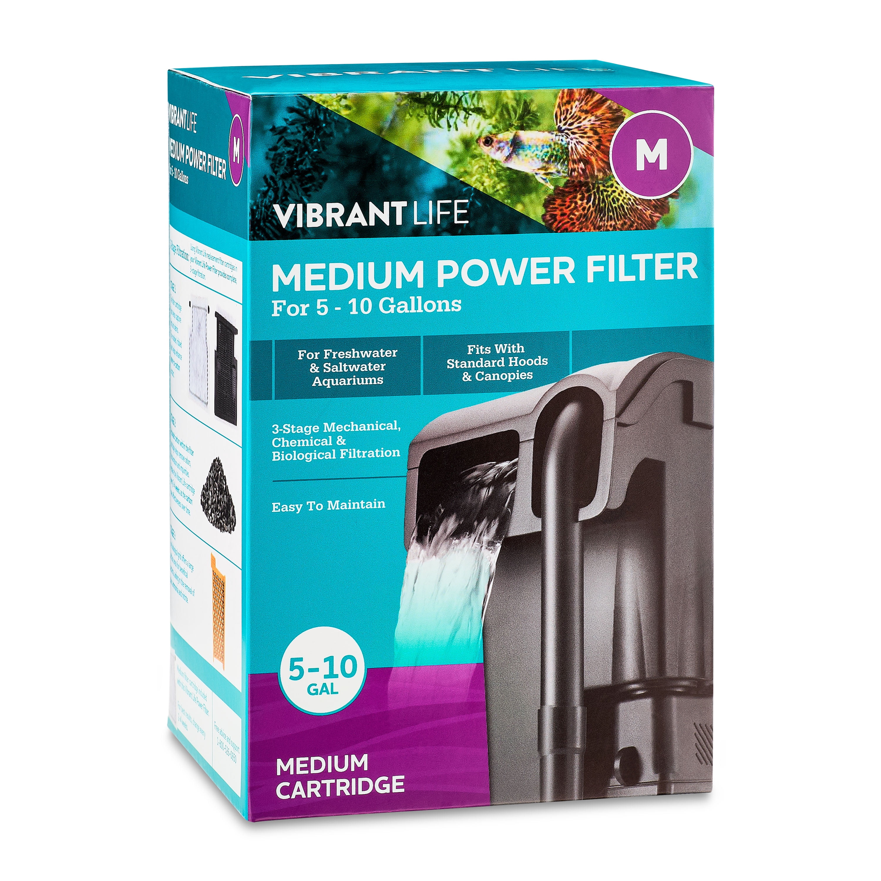 Vibrant Life Medium Power Filter with Cartridge for 5-10 gal Fish ...