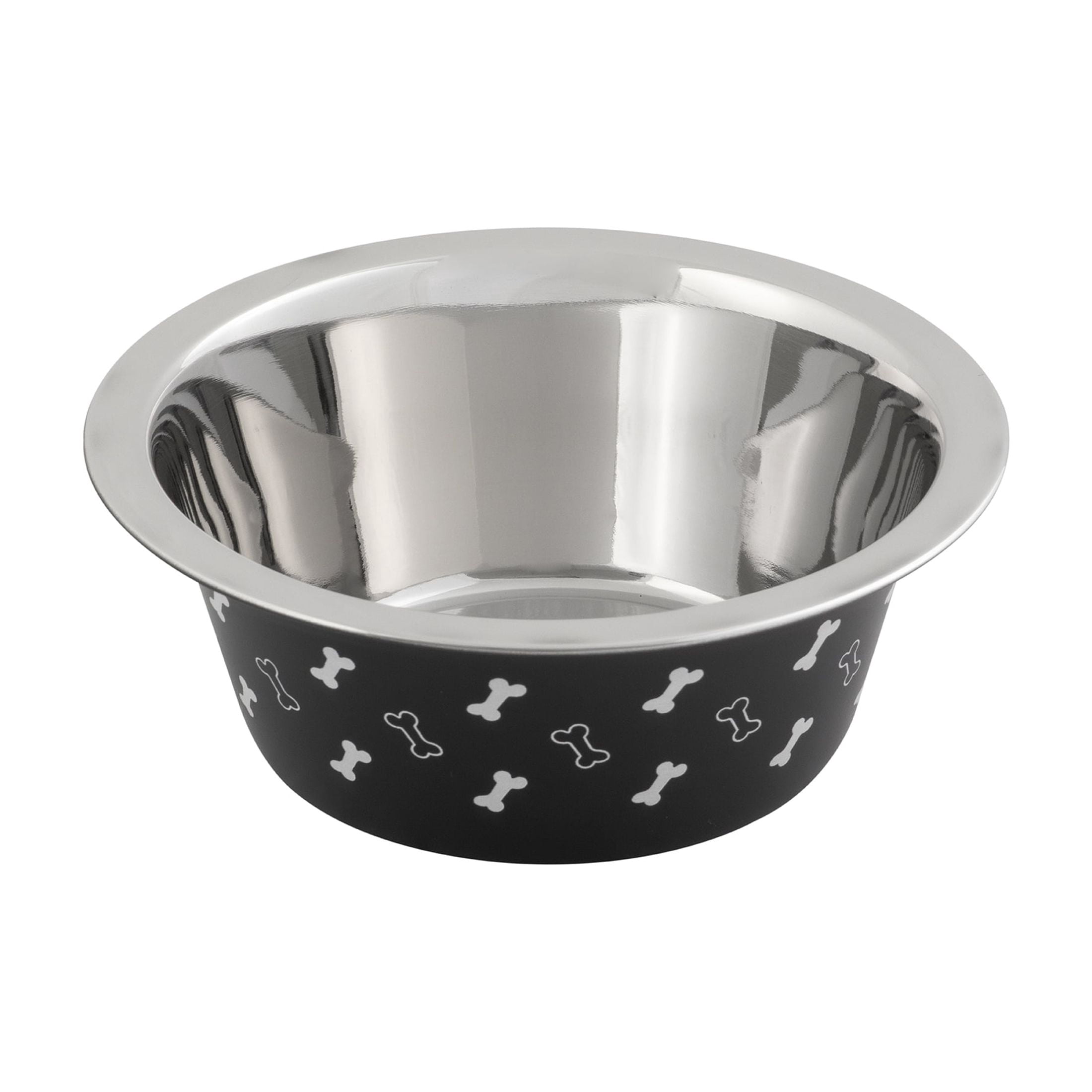 Vibrant Life Medium Stainless Steel Dog Bowl Black with Bones 25.75 ...