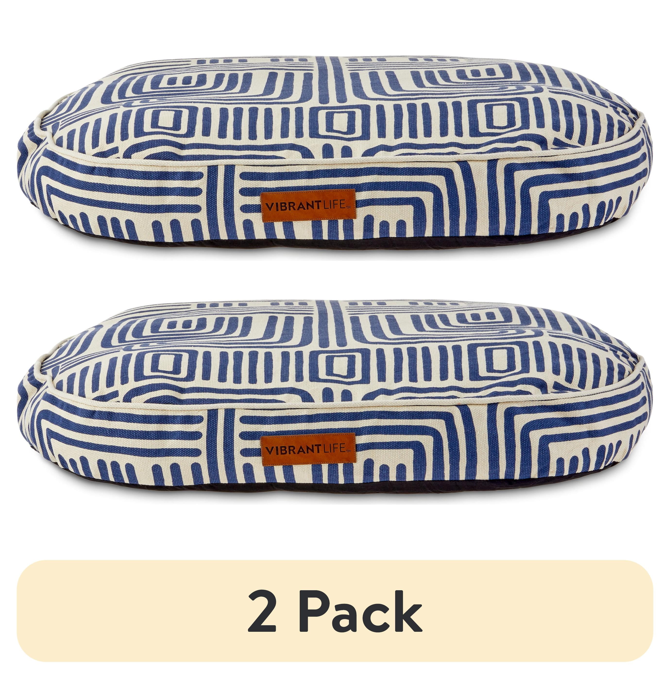 (2 pack) Vibrant Life Oval Durry Pet Bed, Blue & White - Walmart.com