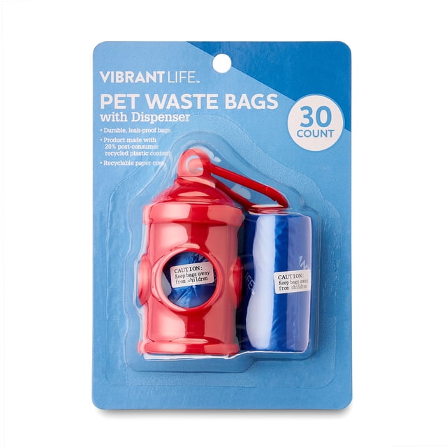 Vibrant Life Pet Waste Bags with Dispenser, 30 Count - Walmart.com