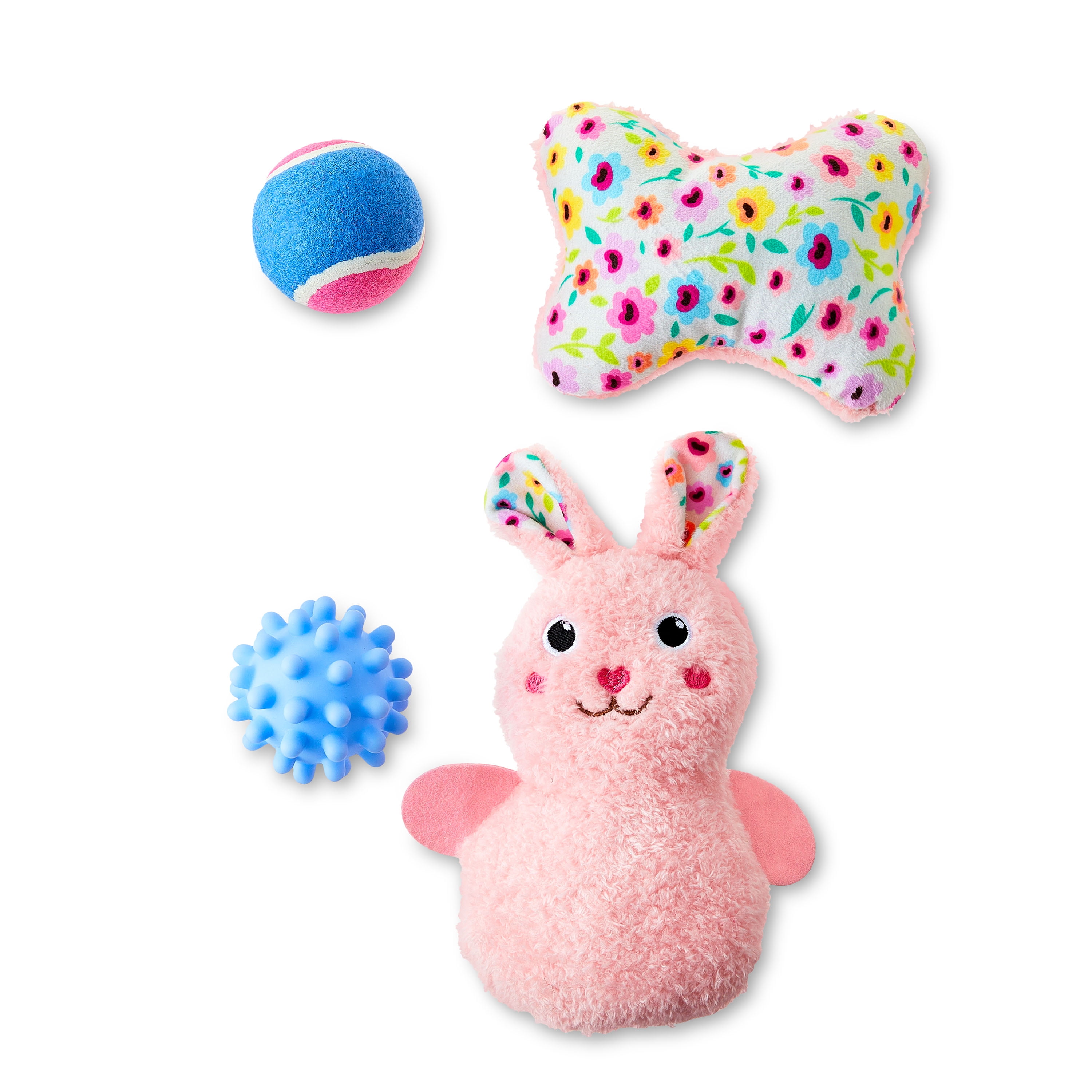 Vibrant Life Pink Easter Bunny Dog Toy Pack, Chew Level 2, 4 Pieces ...