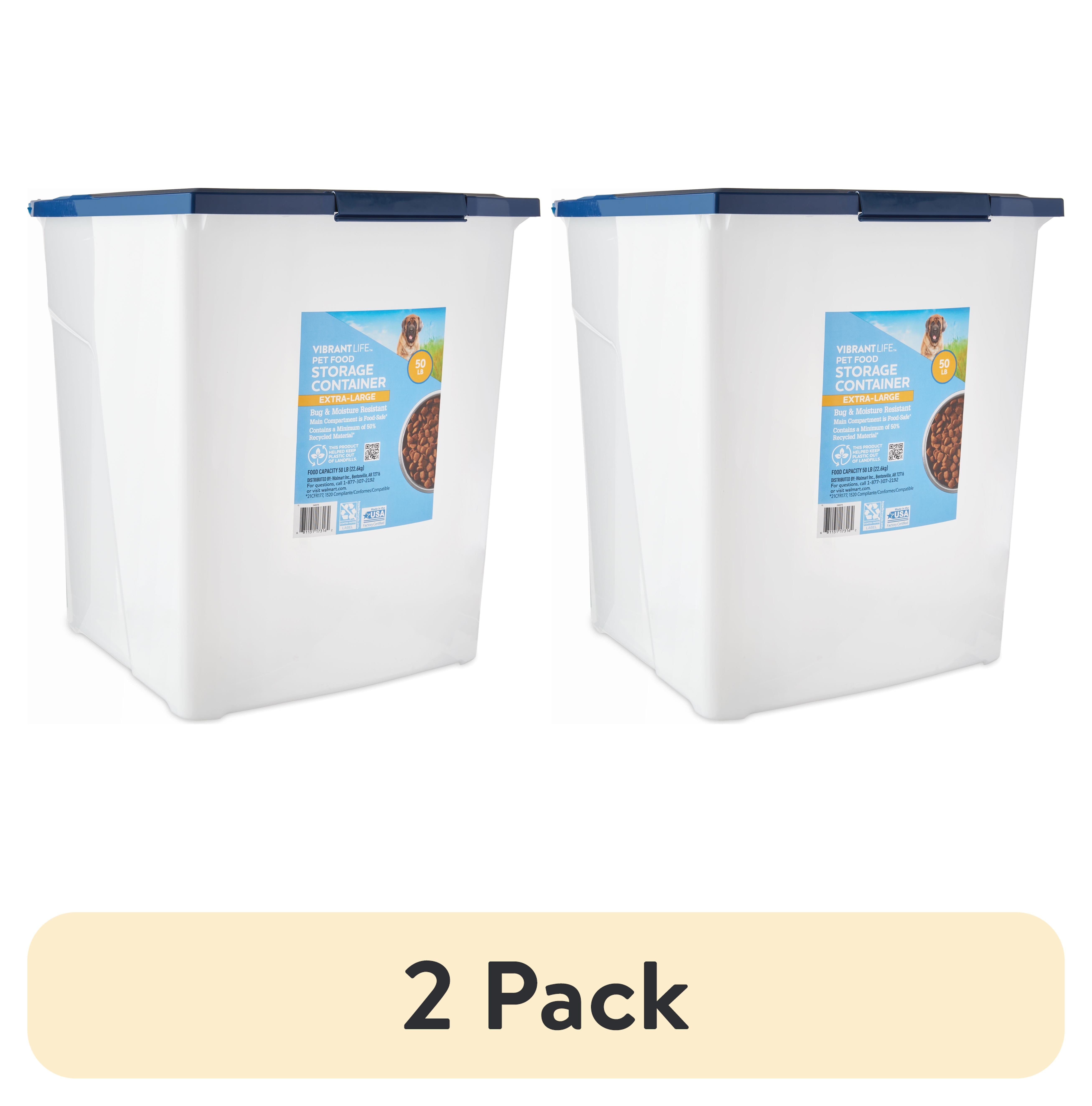 (2 pack) Vibrant Life Plastic Pet Food Storage Container with Locking ...