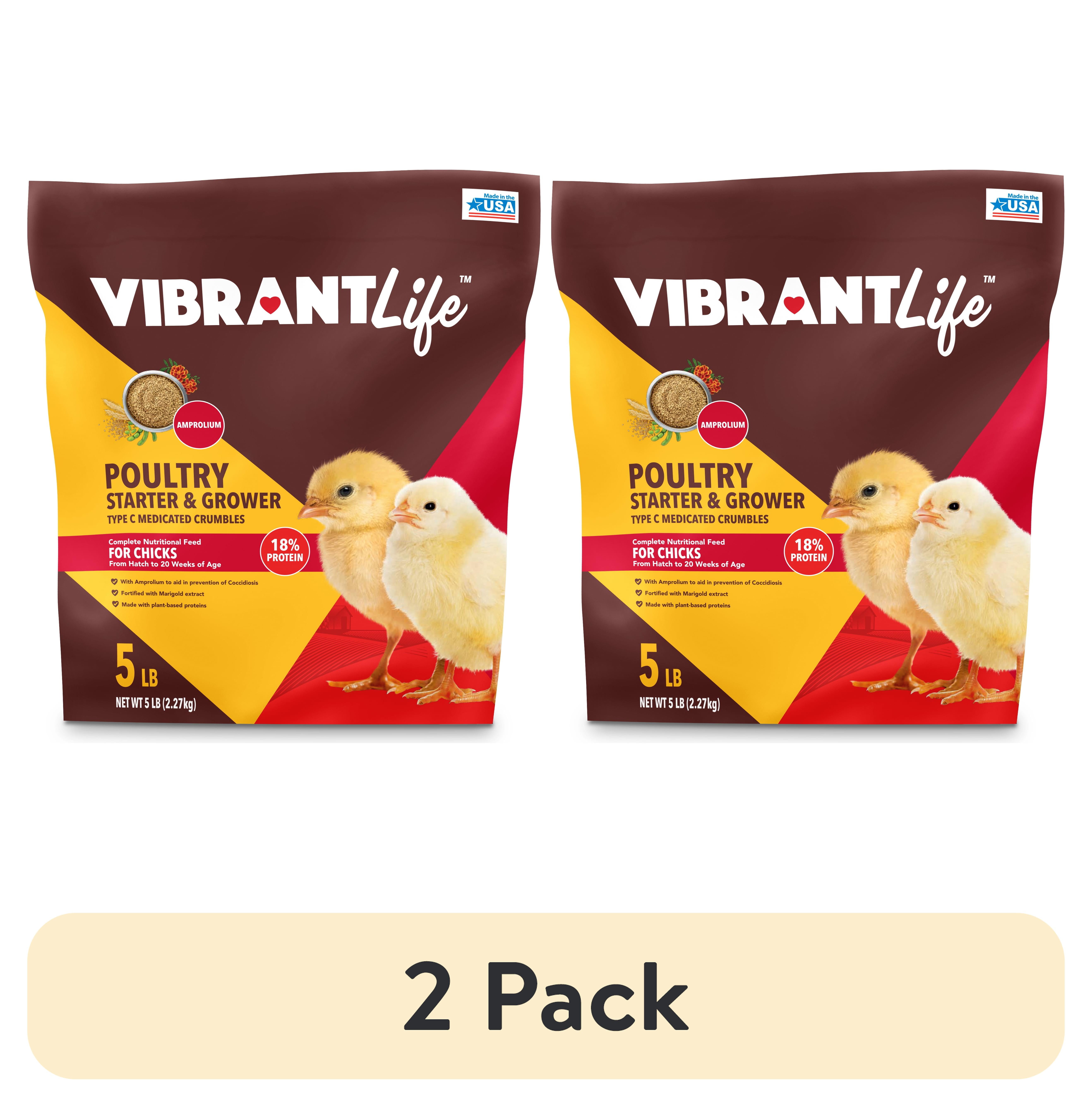 (2 pack) Vibrant Life Poultry Starter & Grower, Type C Medicated ...