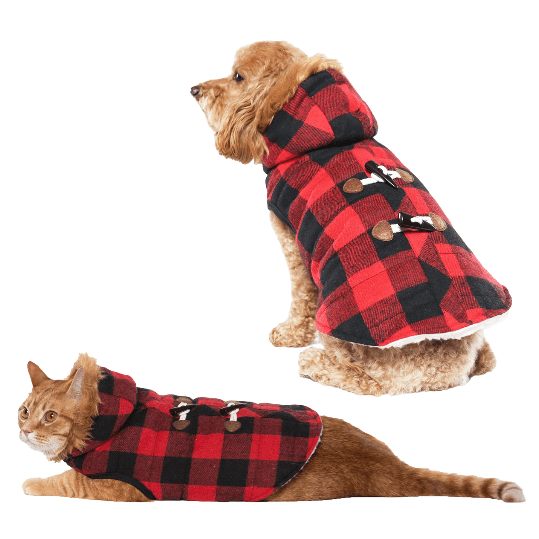 Vibrant Life Red & Black Buffalo Plaid Dog Peacoat, Medium - Walmart.com