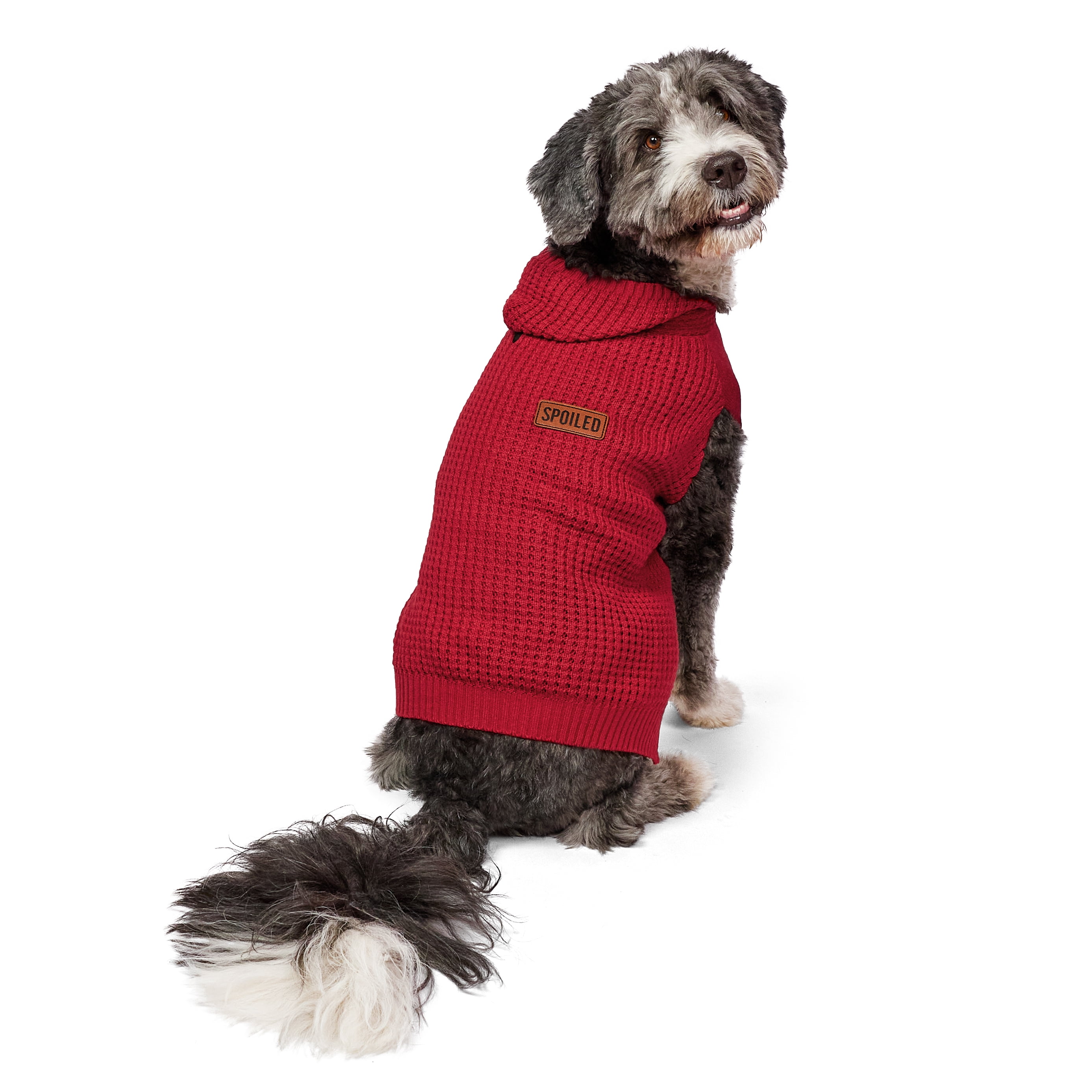 Vibrant Life Holiday Pet Sweater for Dogs, Spoiled Waffle Knit, Red ...