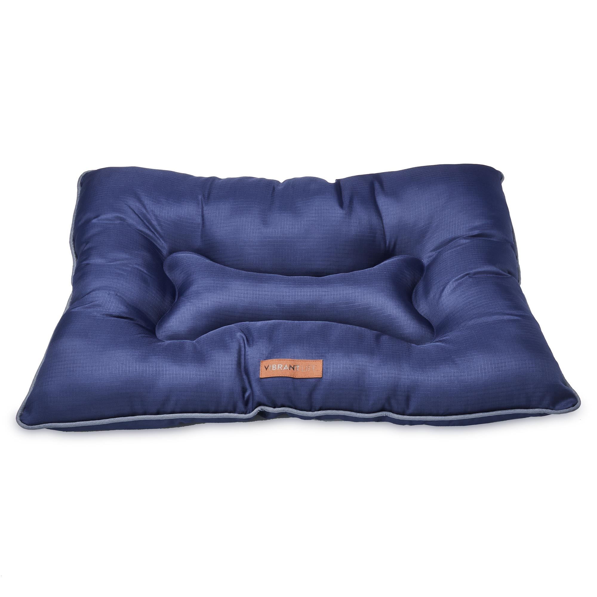 Vibrant Life Ruff N Tuff Medium Indoor/Outdoor Durable Pet Bed, Navy ...