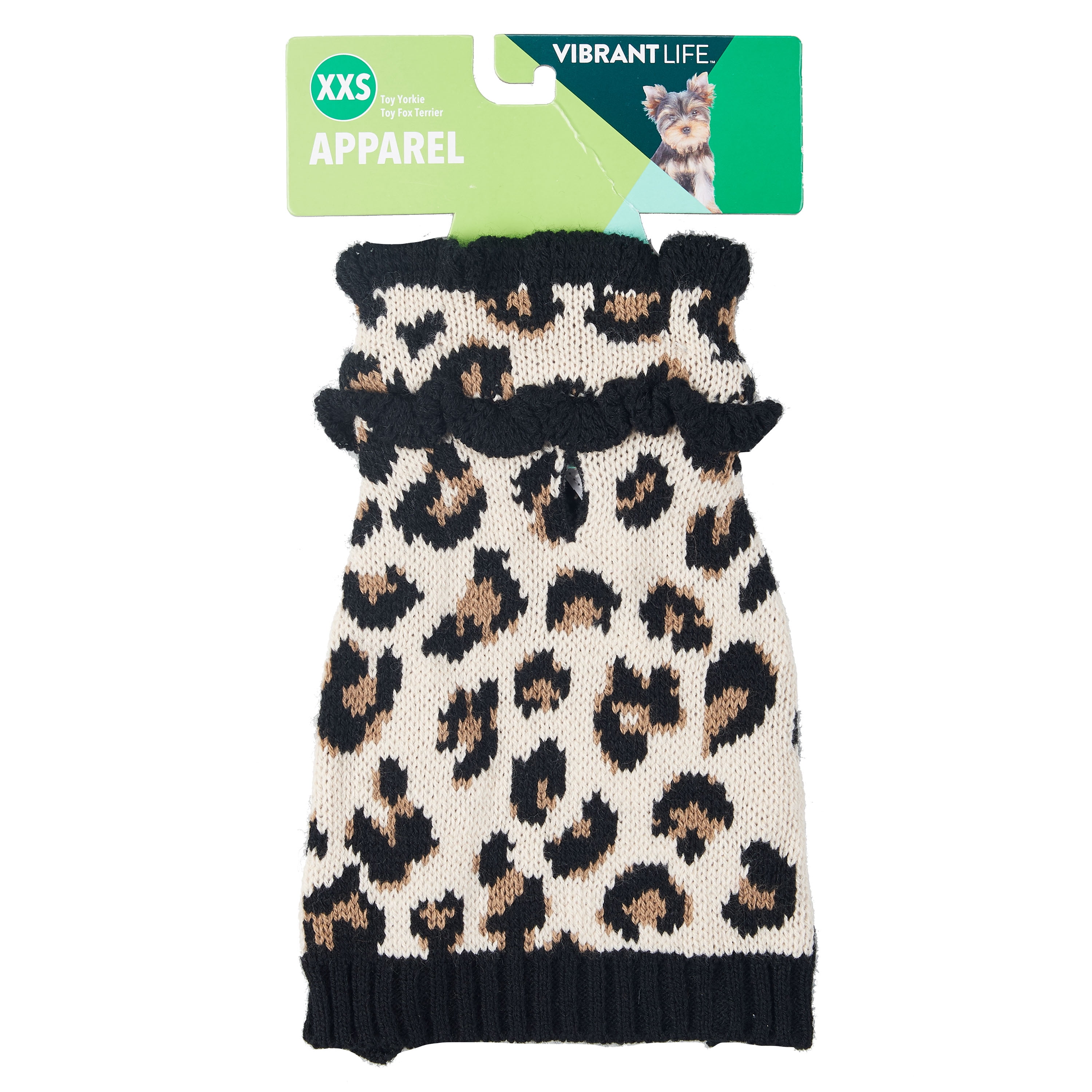 Vibrant Life Ruffle Dog Sweater, White Animal Print, (XS) - Walmart.com