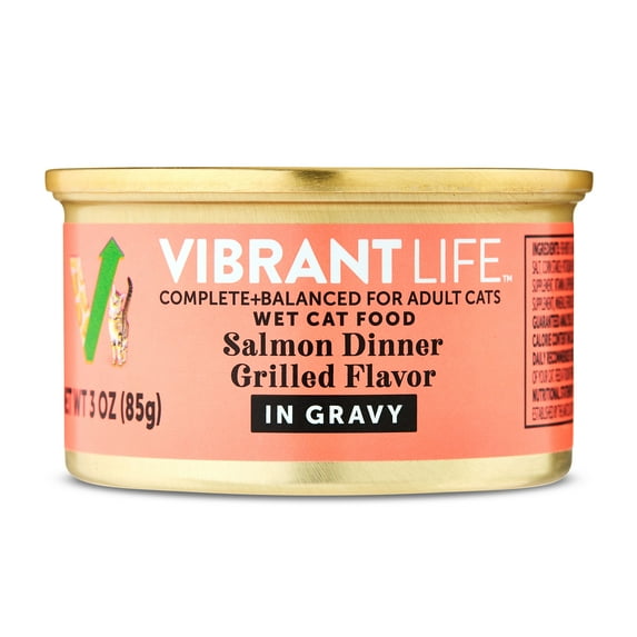 Vibrant Life Salmon Dinner Wet Cat Food 3 oz Can with Grilled Flavor in ...