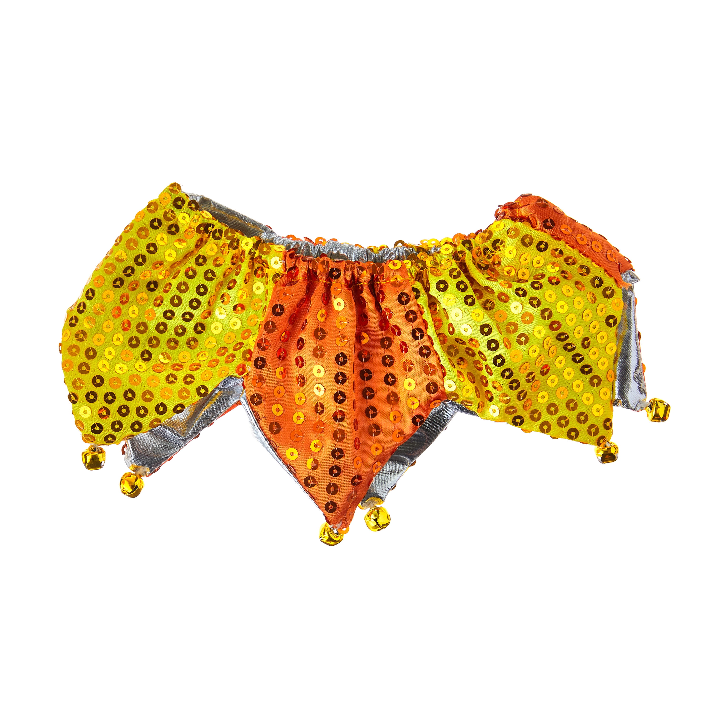 Vibrant Life Sequined Candy Corn Jester Collar with Bells Halloween Pet ...