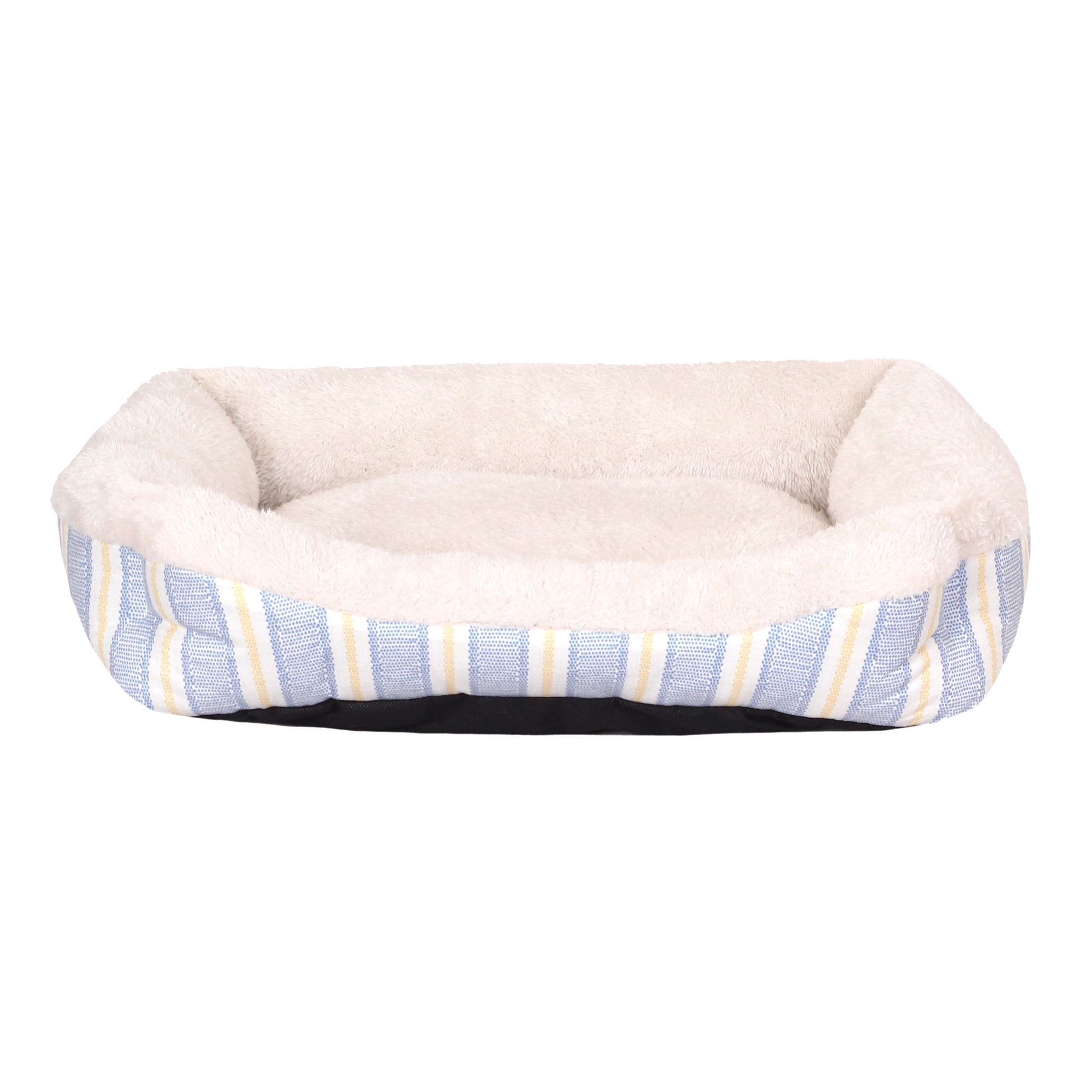 Vibrant Life Small Cozy Cuddler-Style Dog & Cat Bed, Cream & Blue ...