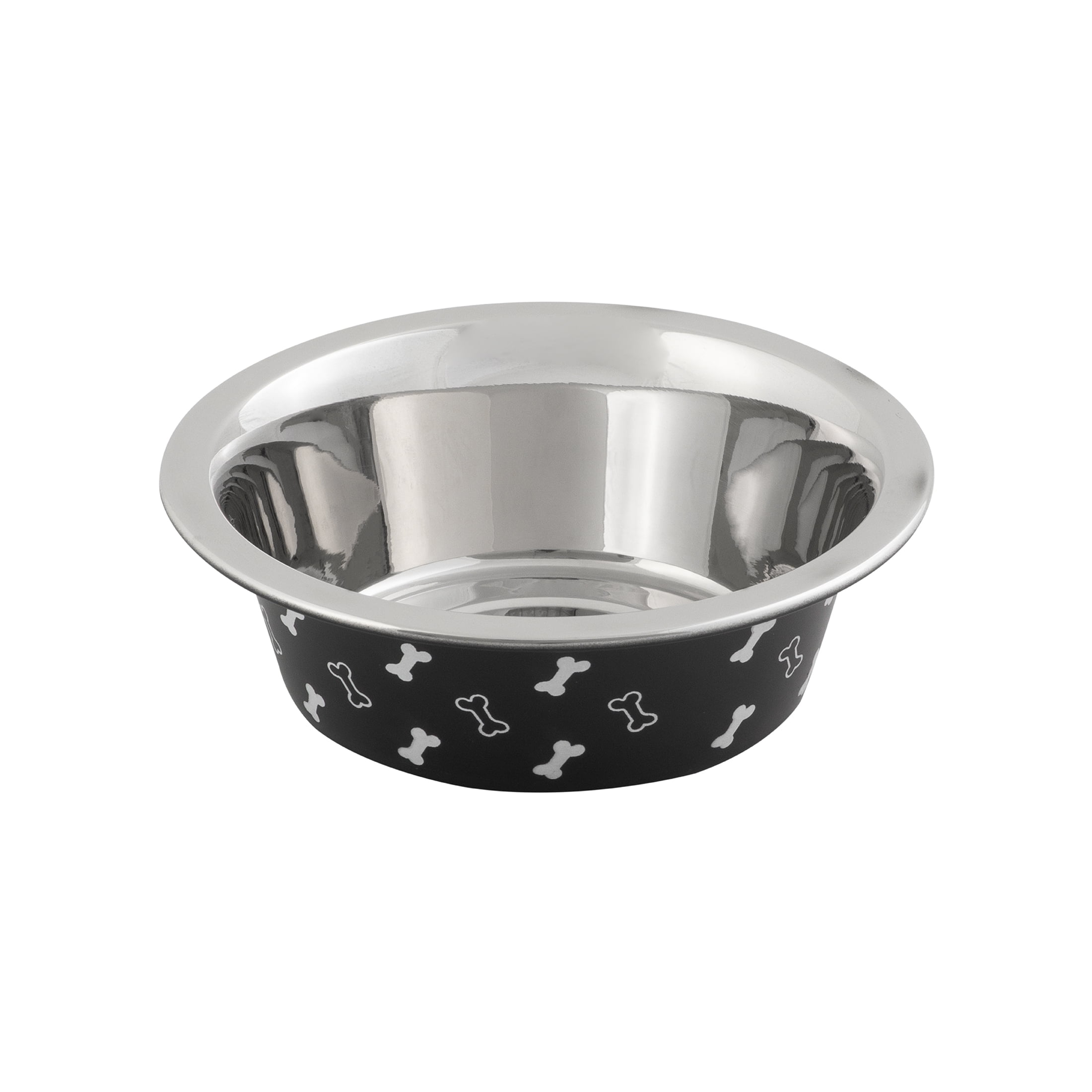 Vibrant Life Small Stainless Steel Dog Bowl, Black with Bones, 10.82 ...