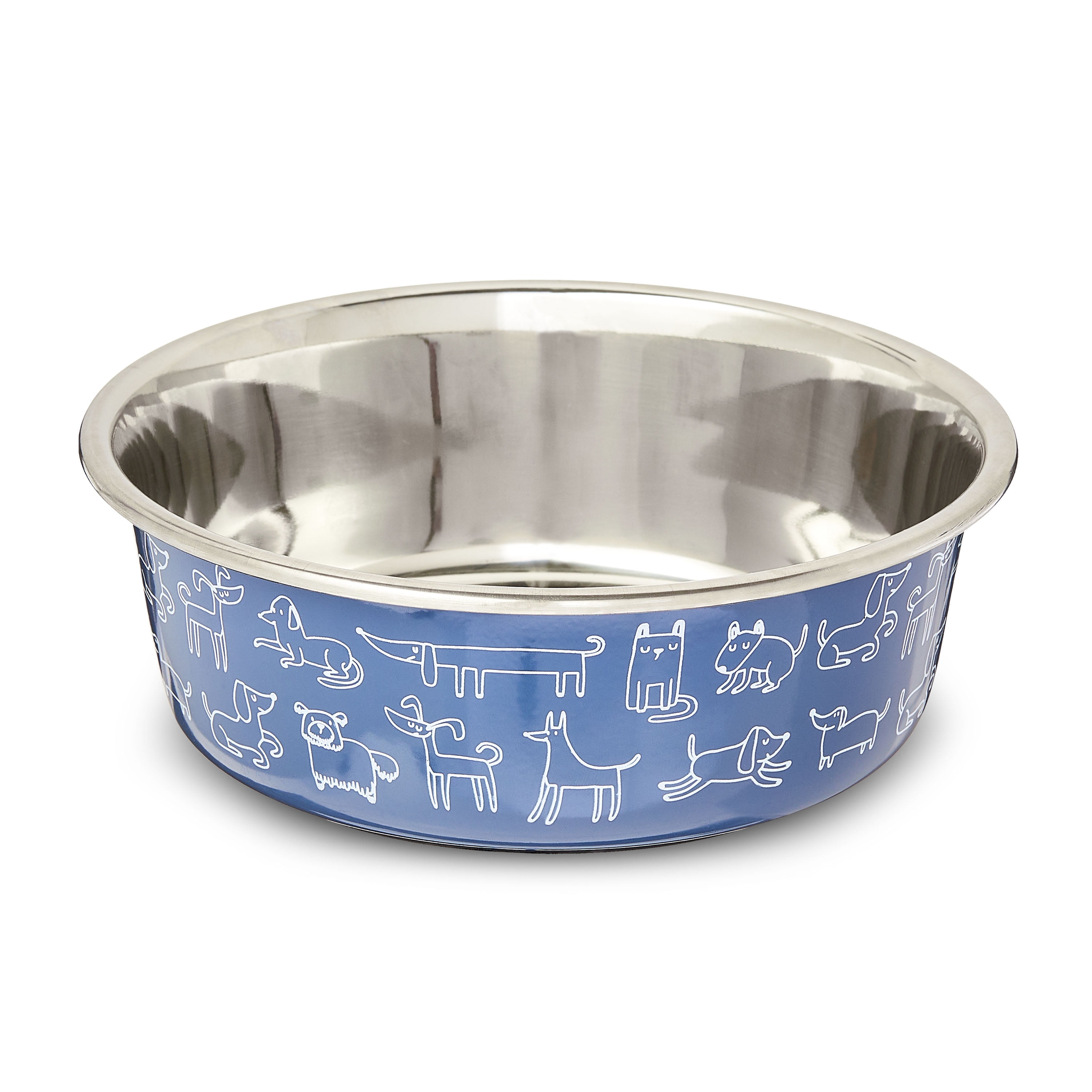 Vibrant Life Medium Stainless Steel Pet Bowl with Dog Print, Navy ...