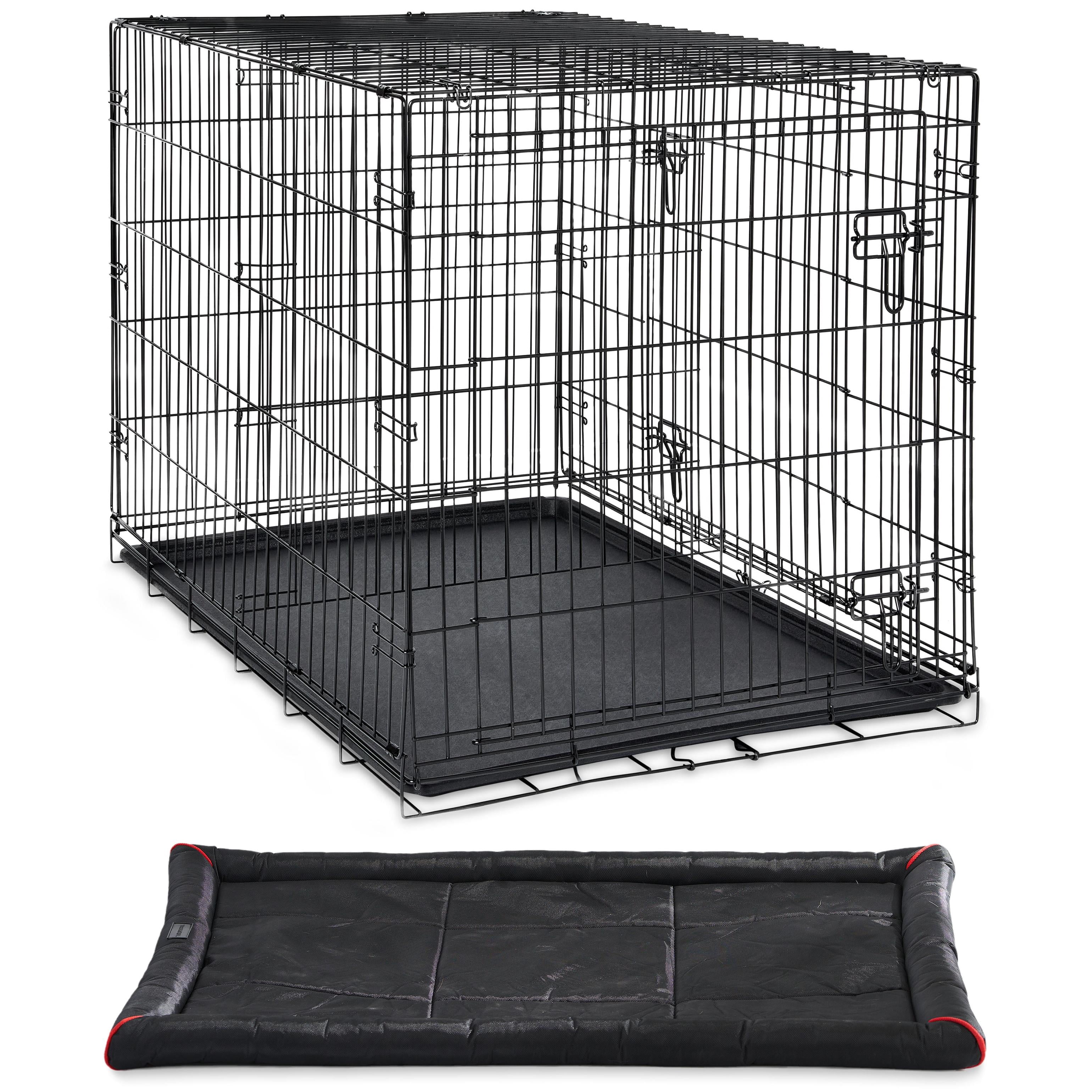 Vibrant Life Wire Dog Crate, Double-Door, Divider and Leak-Proof Tray ...