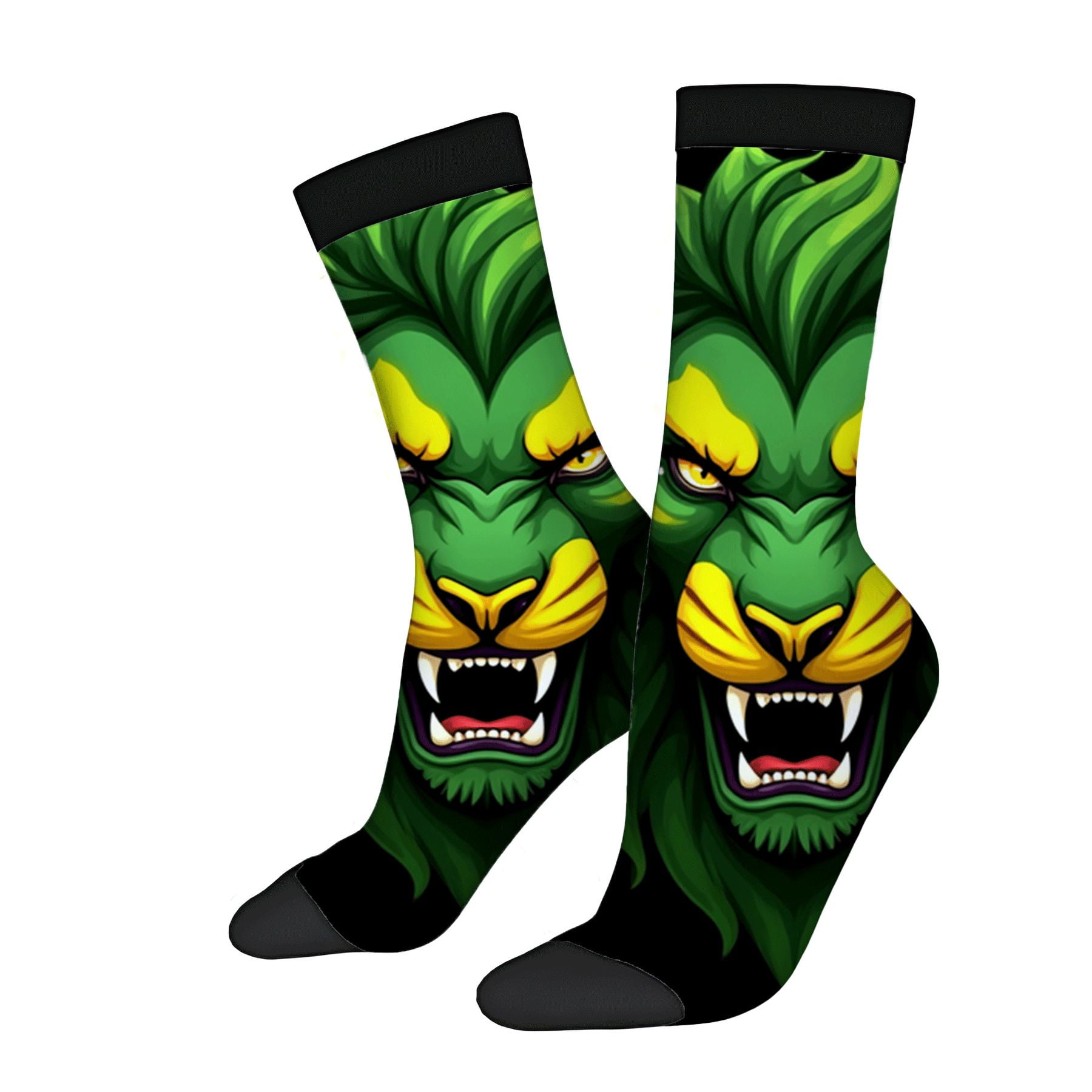 Vibrant Lion Face Socks - 2 Pairs of Unisex Trendy Socks with Bold ...
