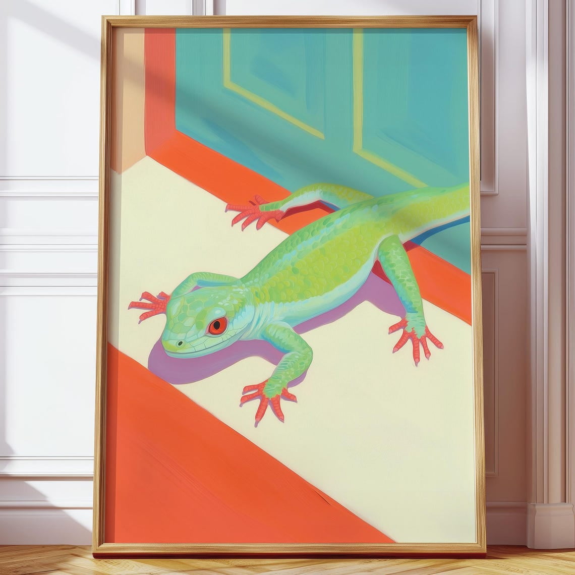 Vibrant Lizard Poster - Colorful Playroom Reptile Wall Art - Whimsical ...