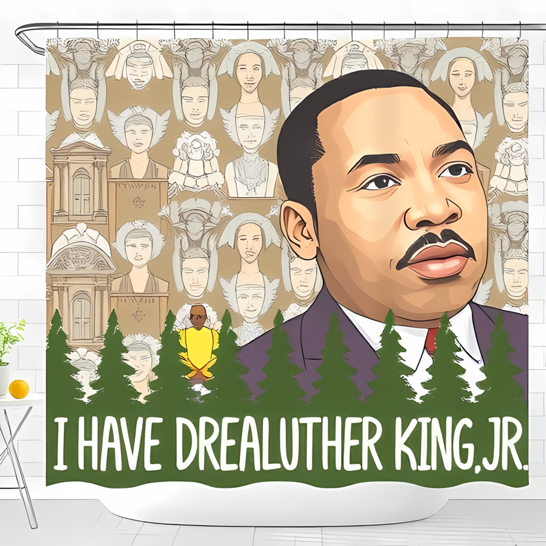 Vibrant Luther King Jr Shower Curtain with Bold Graphic Portrait ...