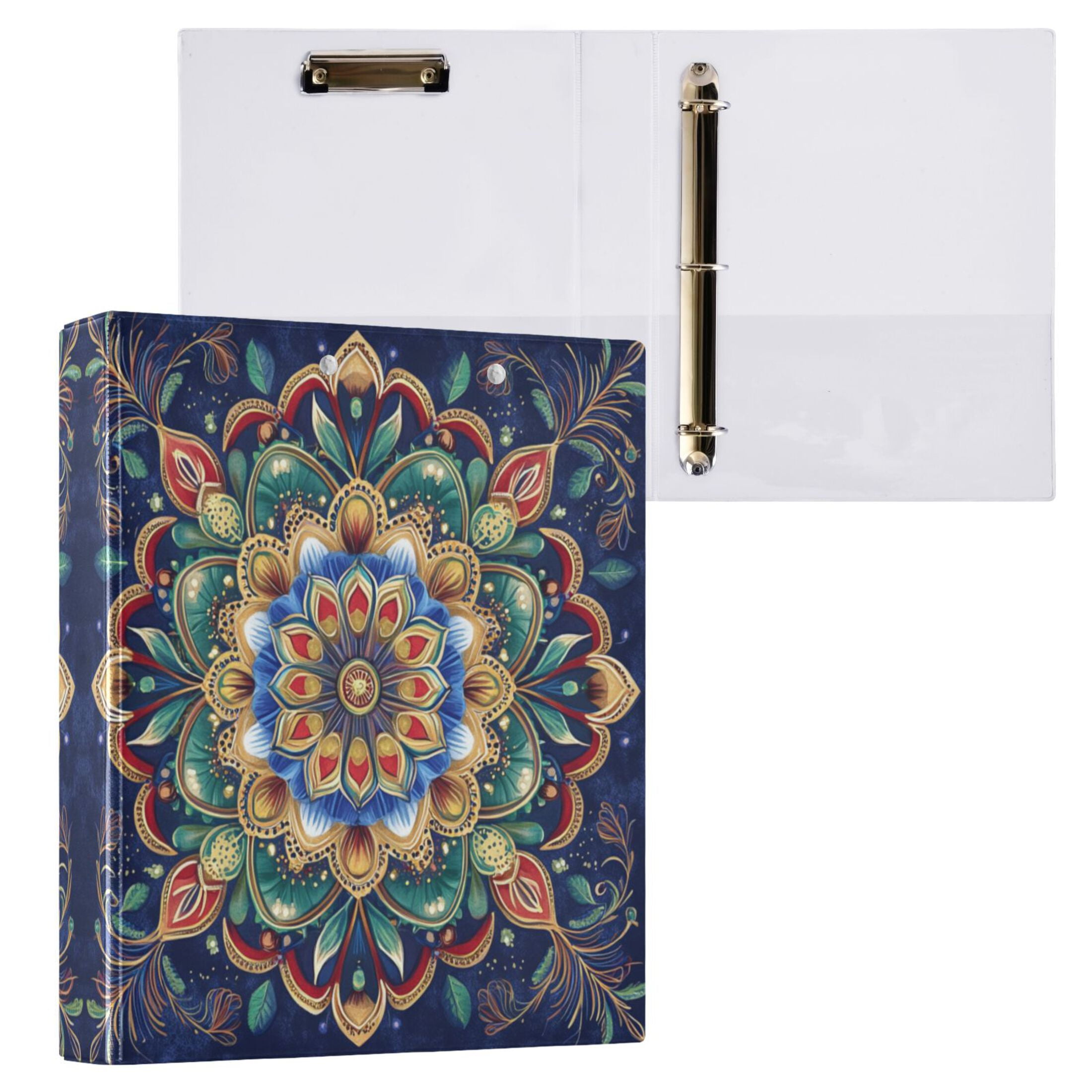 Vibrant Mandala Pattern 3 Ring Hardcover Binders 1.5in Round Rings for ...