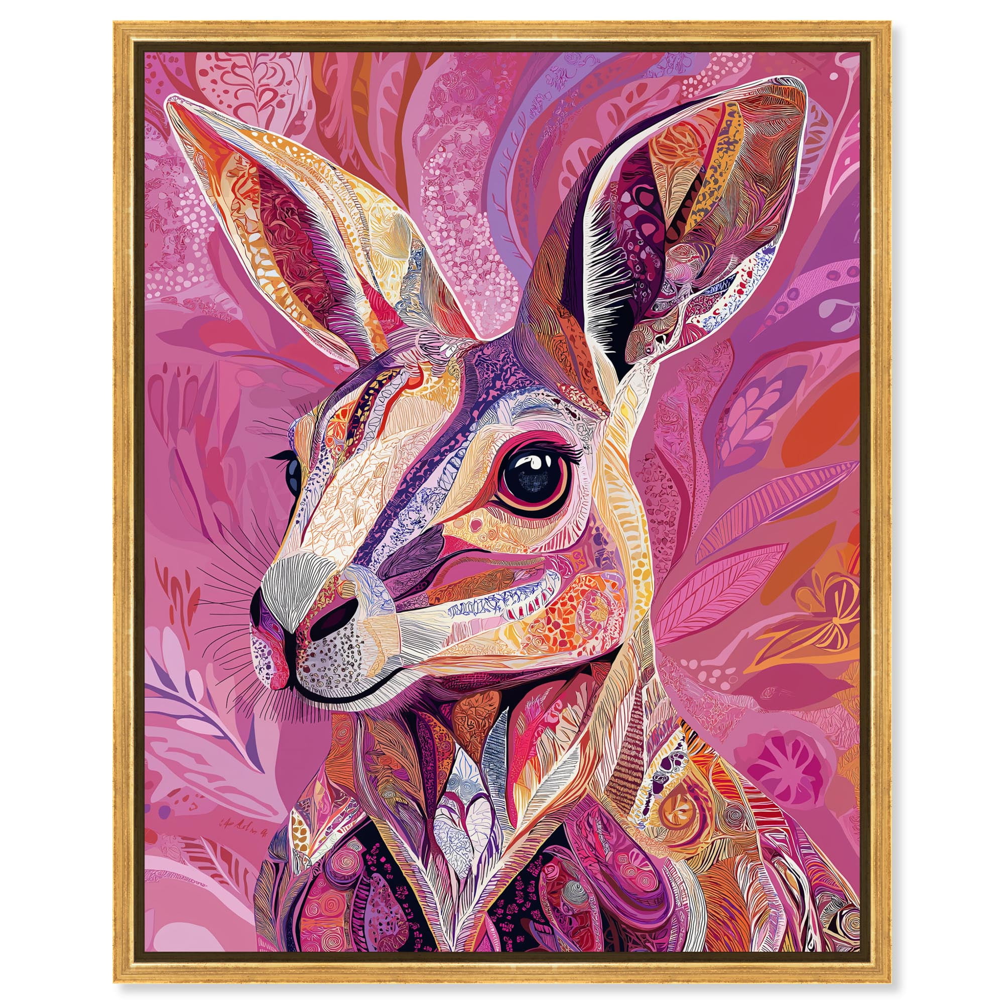 Vibrant Marsupial Canvas Print Zoo Art by Art Remedy, Gold Frame, 30 x ...