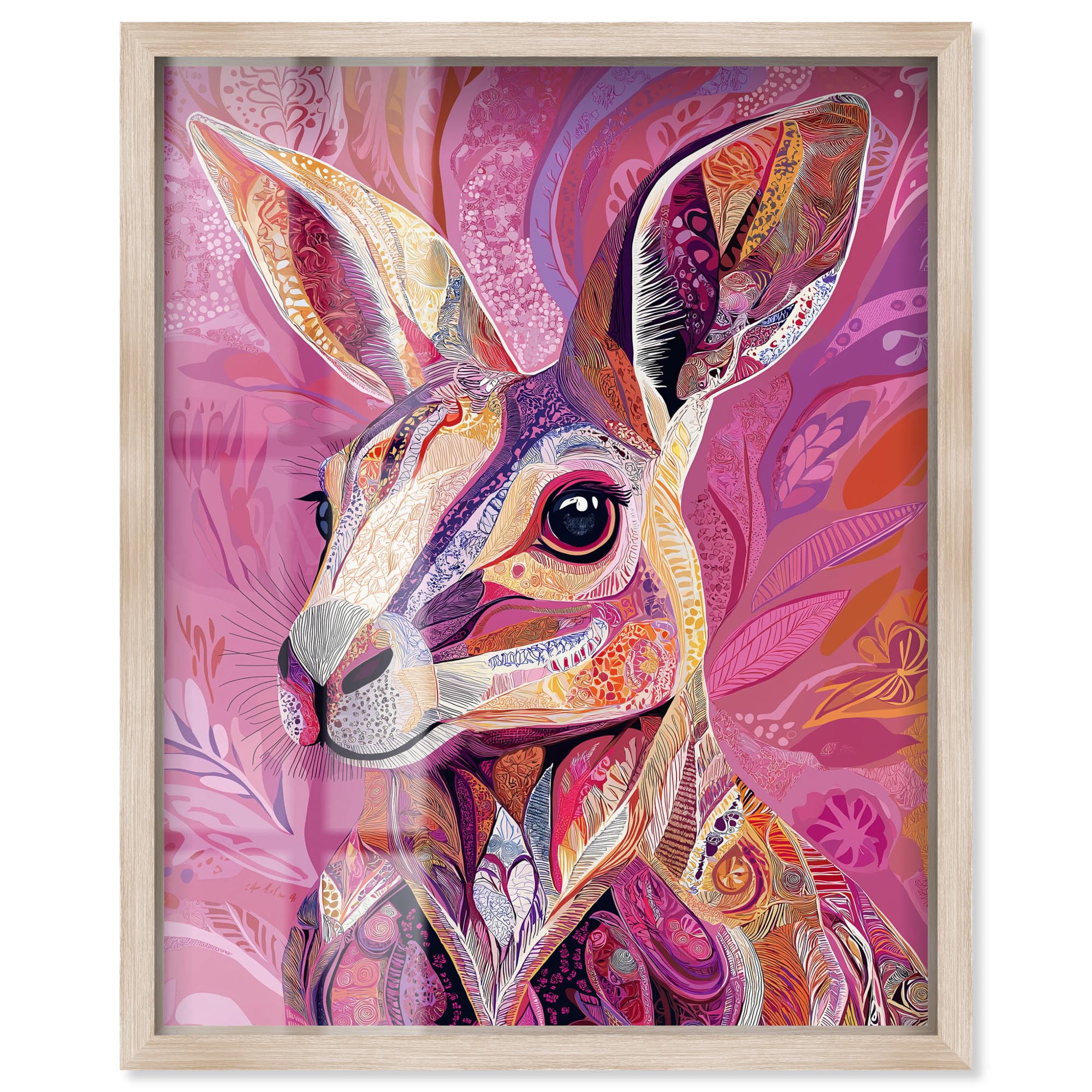 Vibrant Marsupial Shadowbox Print Zoo Art by Art Remedy, Blonde Frame ...