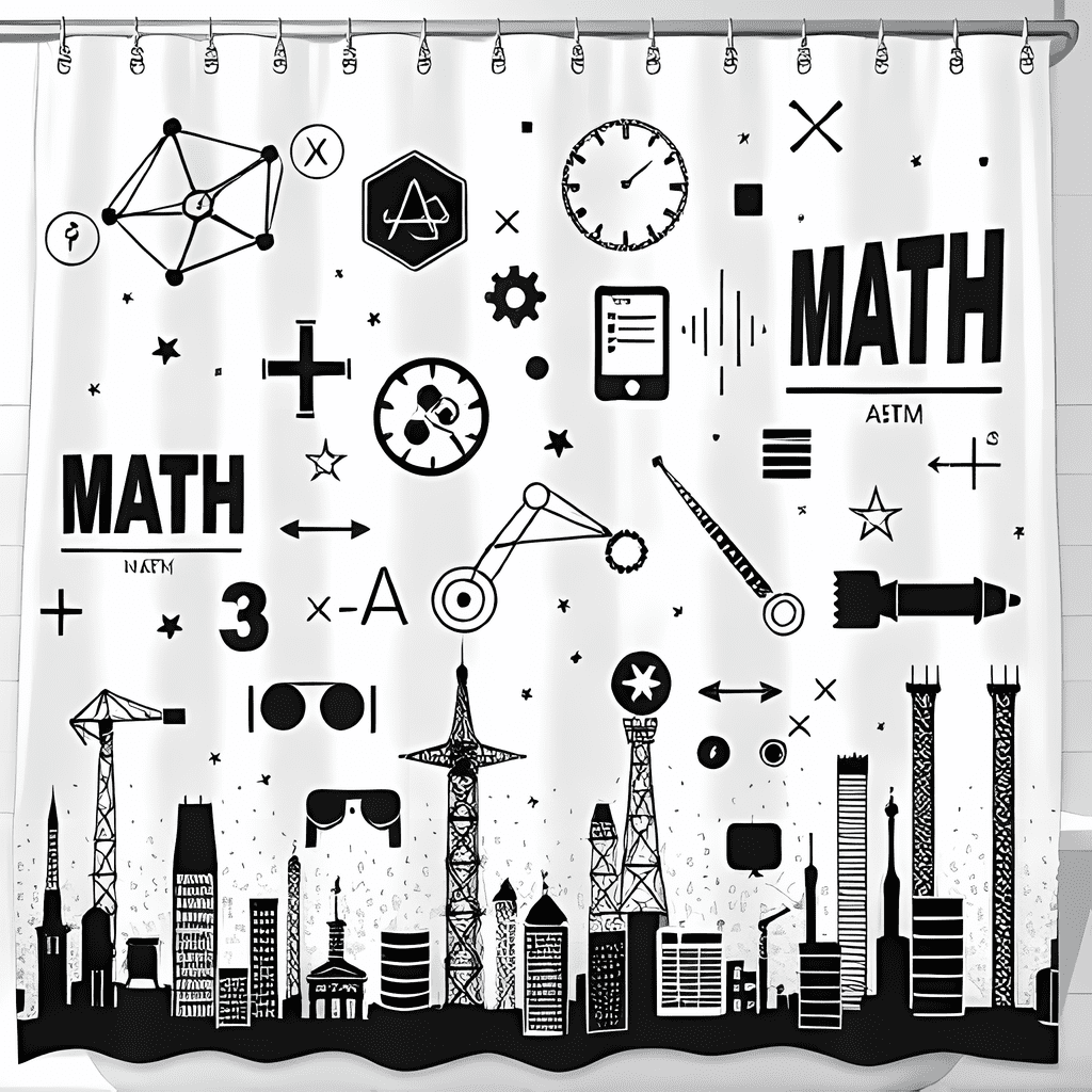 Vibrant Math & Engineering Shower Curtain - Playful Cityscape Design ...