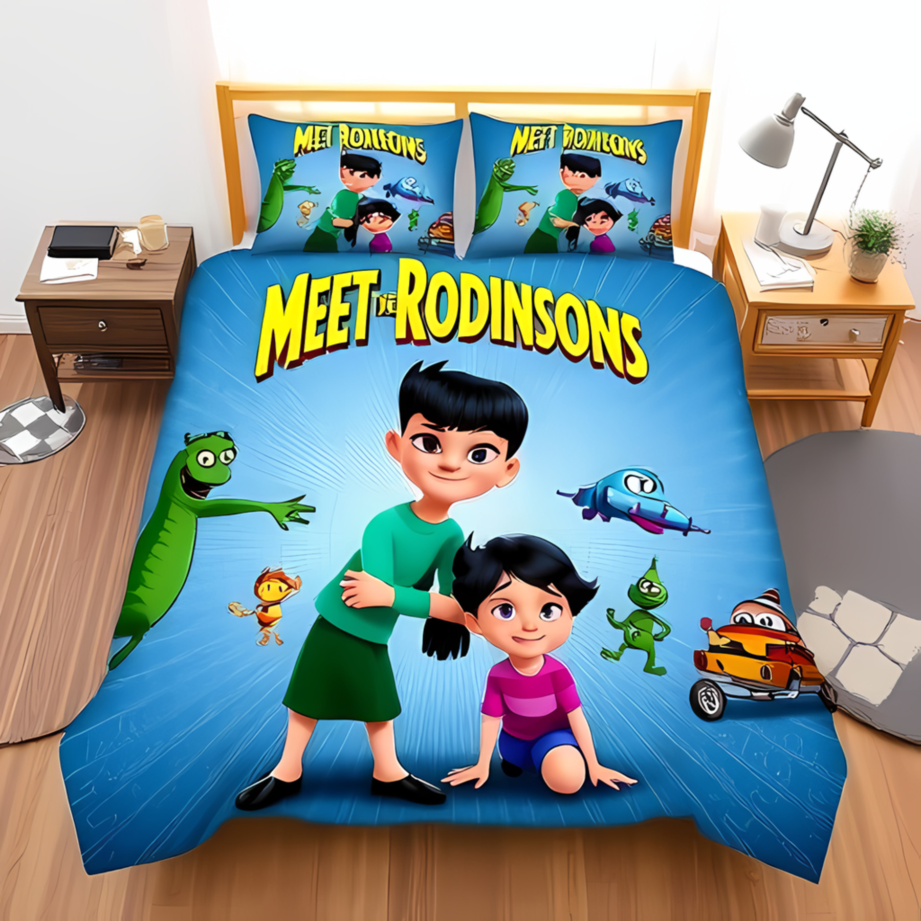 Vibrant "Meet the Rodinsons" Cartoon Comforter Set Colorful Characters ...