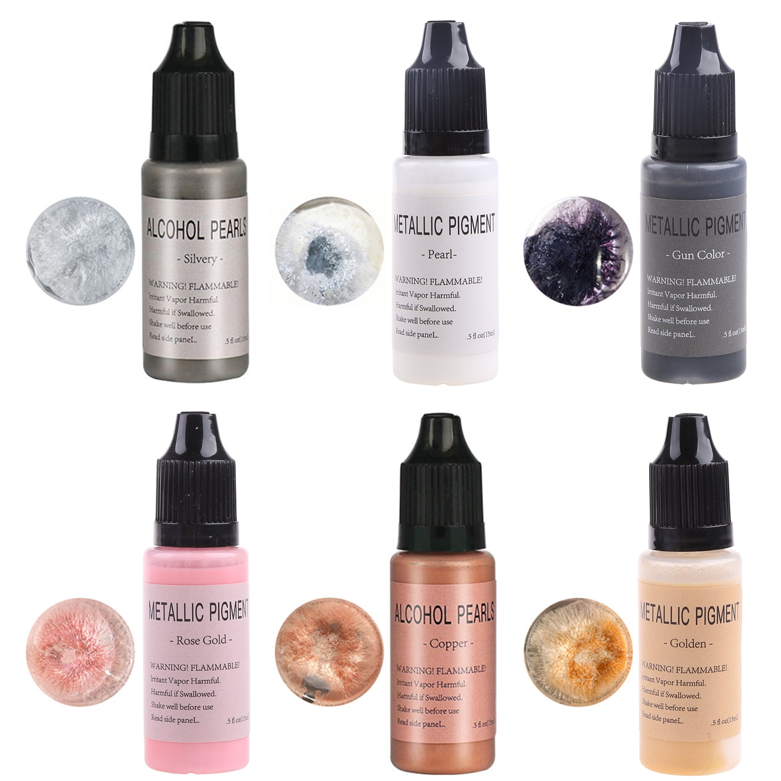 Vibrant Metal Alcohol-Based Inks Easy to Mix for Epoxy Resin Painting 6 ...