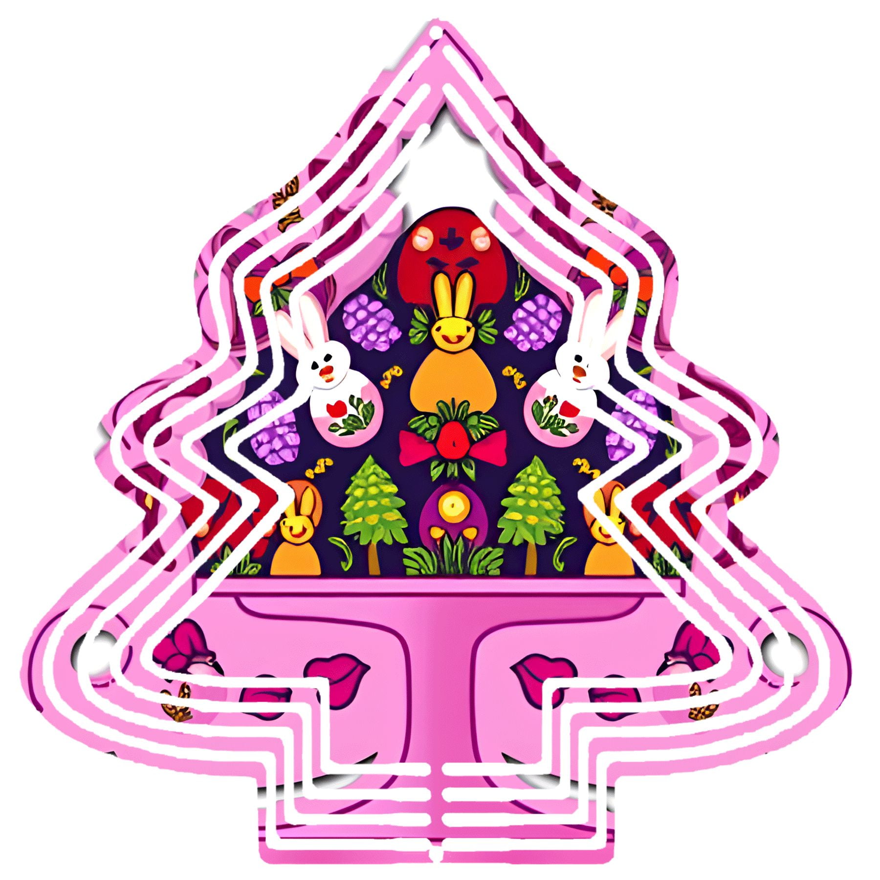 Vibrant Metal Hanging Christmas Tree Wind Spinner - Colorful Rabbits ...
