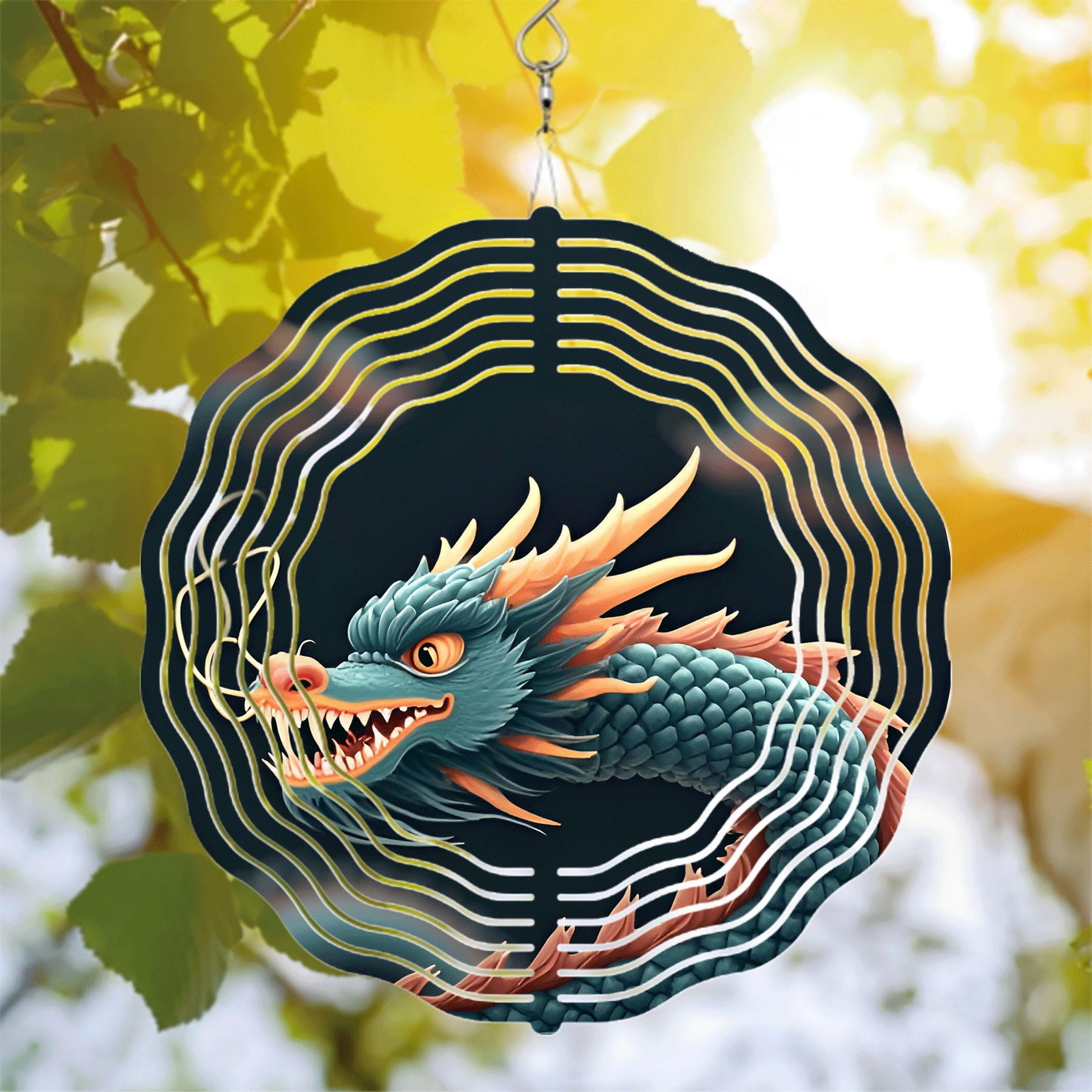 Vibrant Metal Hanging Wind Spinner & Orange Accents - Dynamic Yard ...