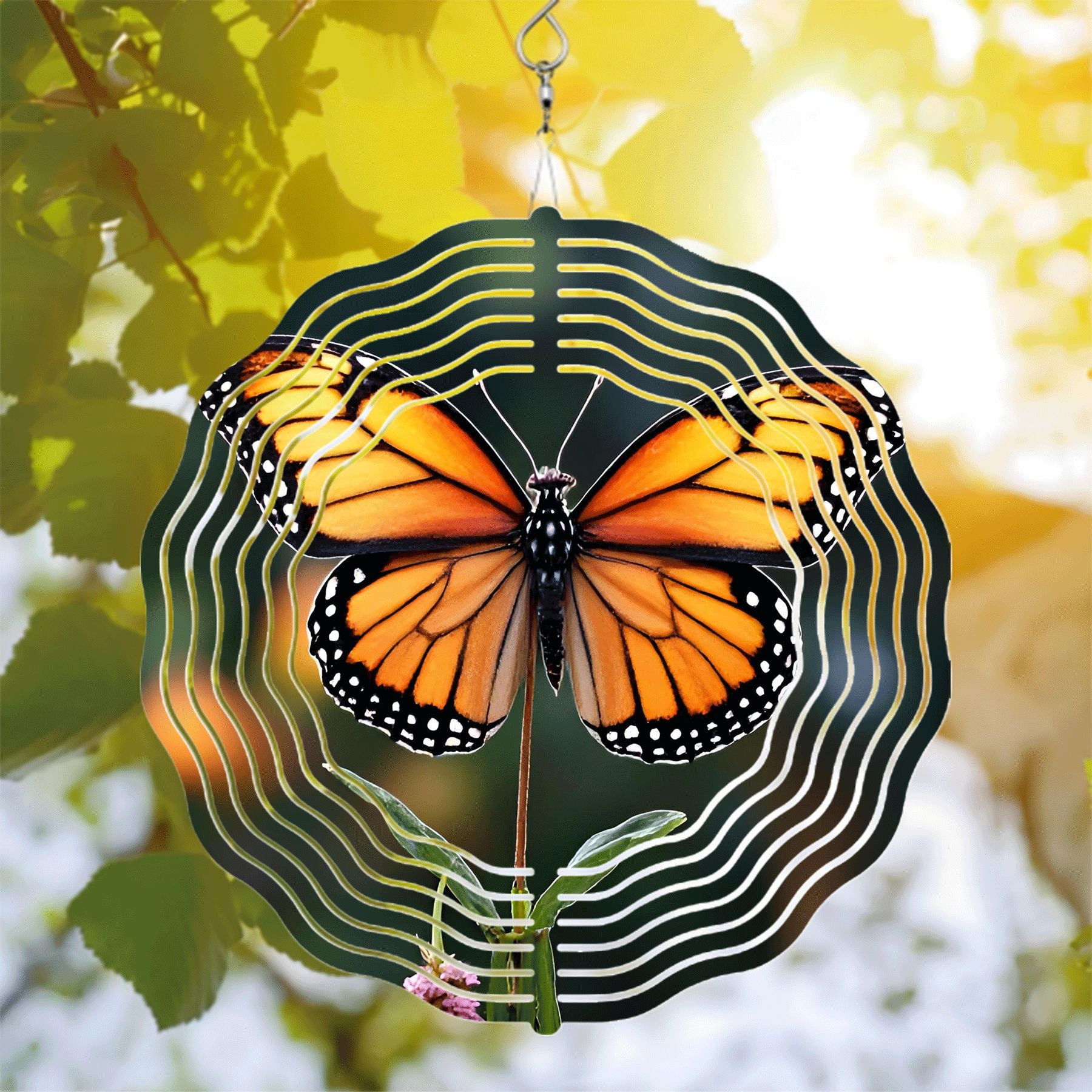 Vibrant Metal Hanging Wind Spinner with Artistic Circular Pattern ...
