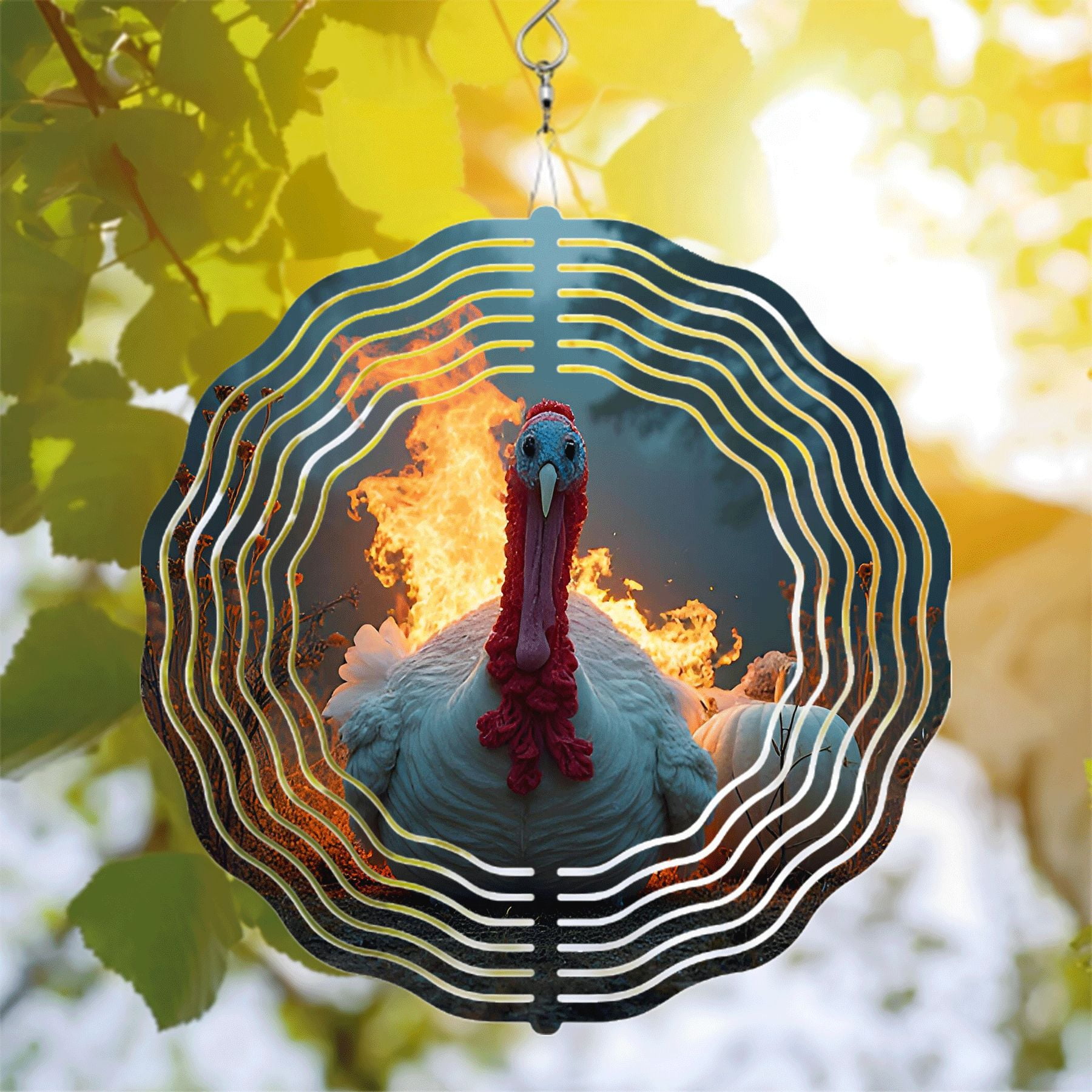 Vibrant Metal Hanging Wind Spinner with Artistic Circular Patterns ...