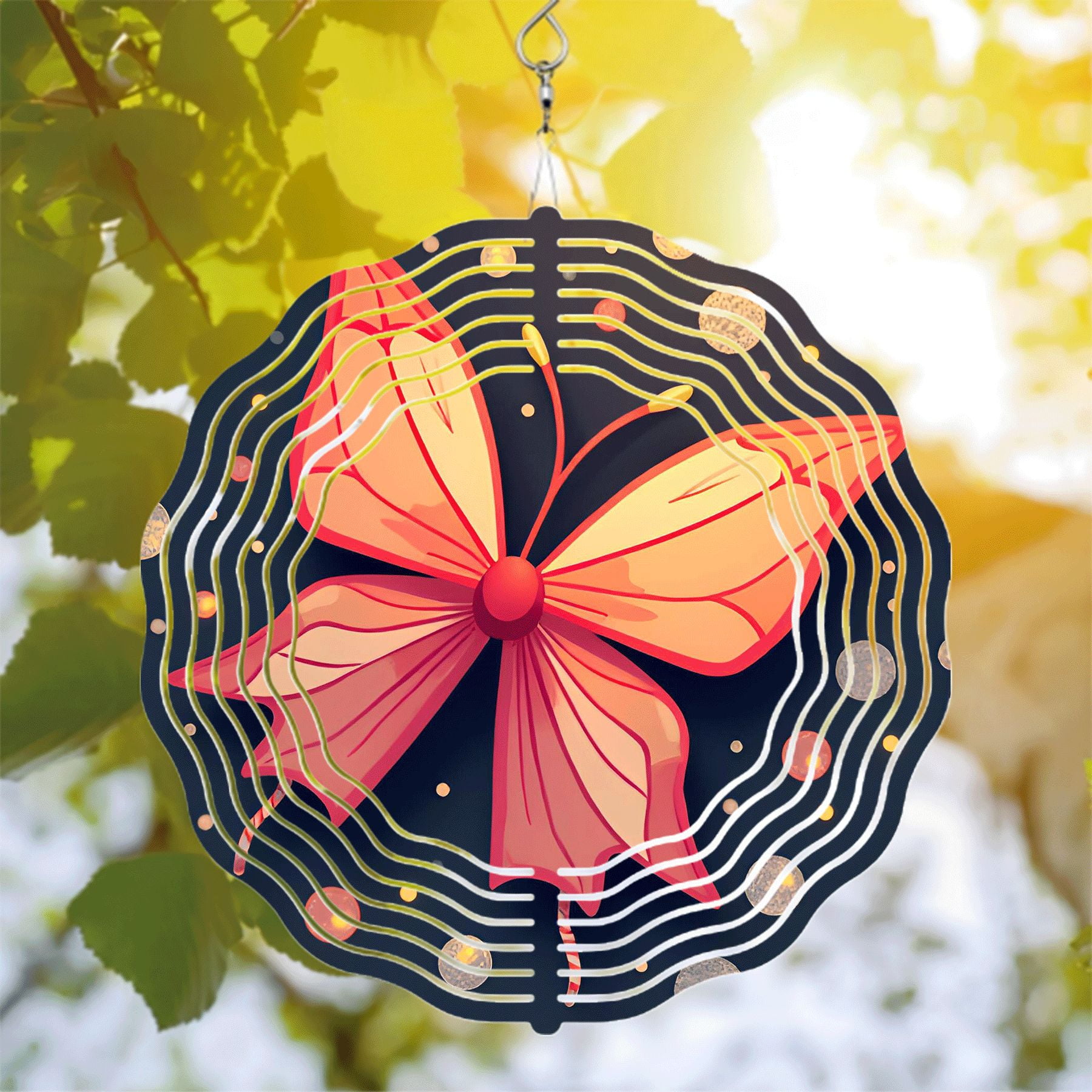 Vibrant Metal Hanging Wind Spinner with Butterfly Design Colorful ...