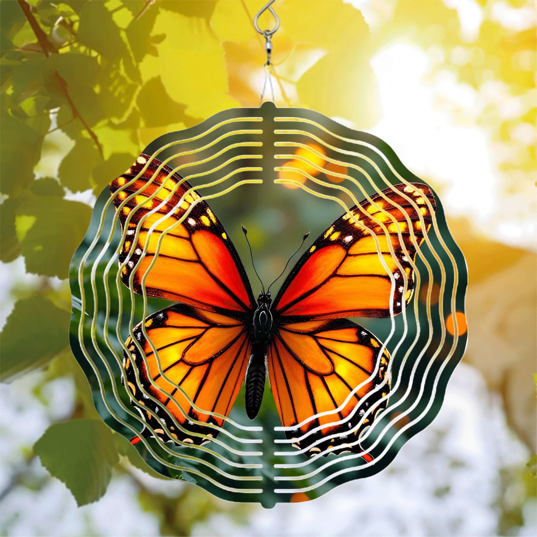 Vibrant Metal Hanging Wind Spinner with Butterfly Design - Striking ...