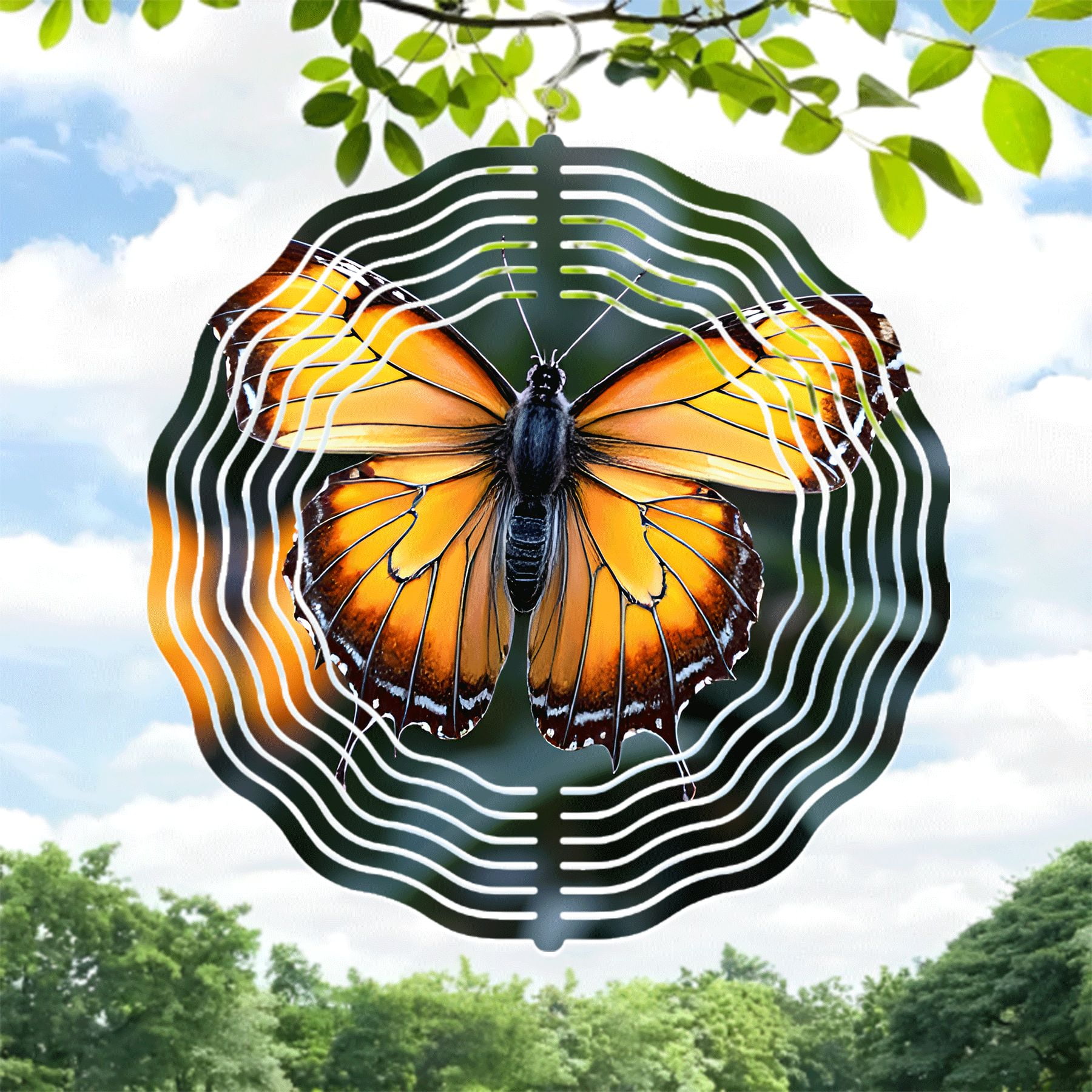 Vibrant Metal Hanging Wind Spinner with Butterfly Design - Striking ...