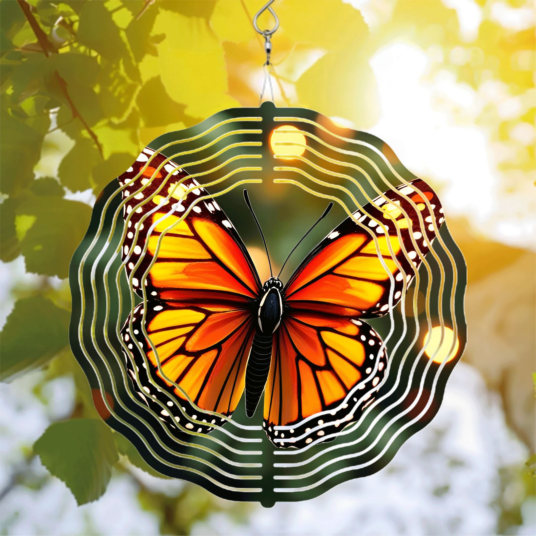 Vibrant Metal Hanging Wind Spinner with Butterfly Design - Striking ...