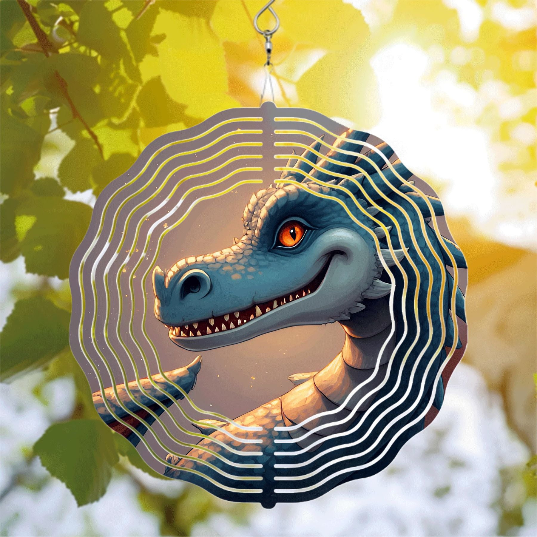 Vibrant Metal Hanging Wind Spinner with Cartoon Dragon Design ...