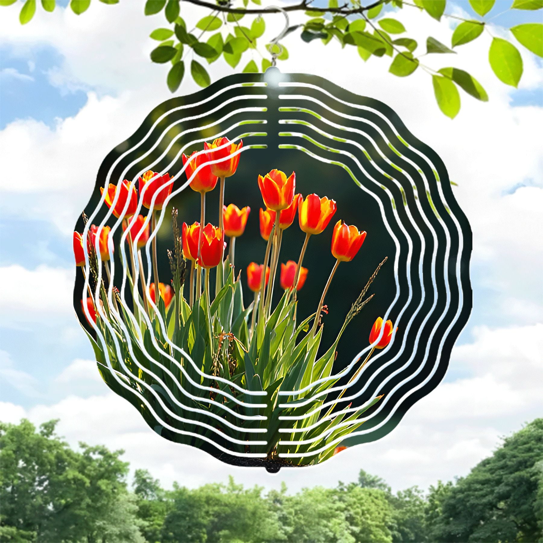Vibrant Metal Hanging Wind Spinner with Circular Design - Eye ...