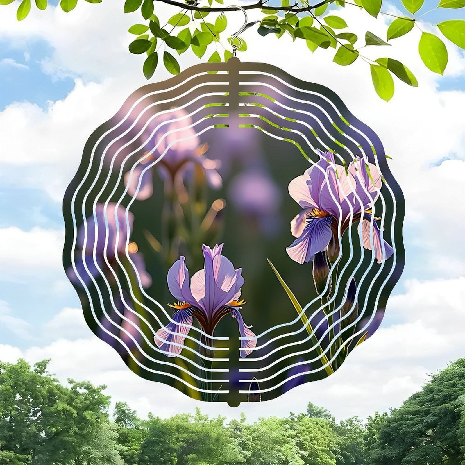 Vibrant Metal Hanging Wind Spinner with Circular Frame Design ...