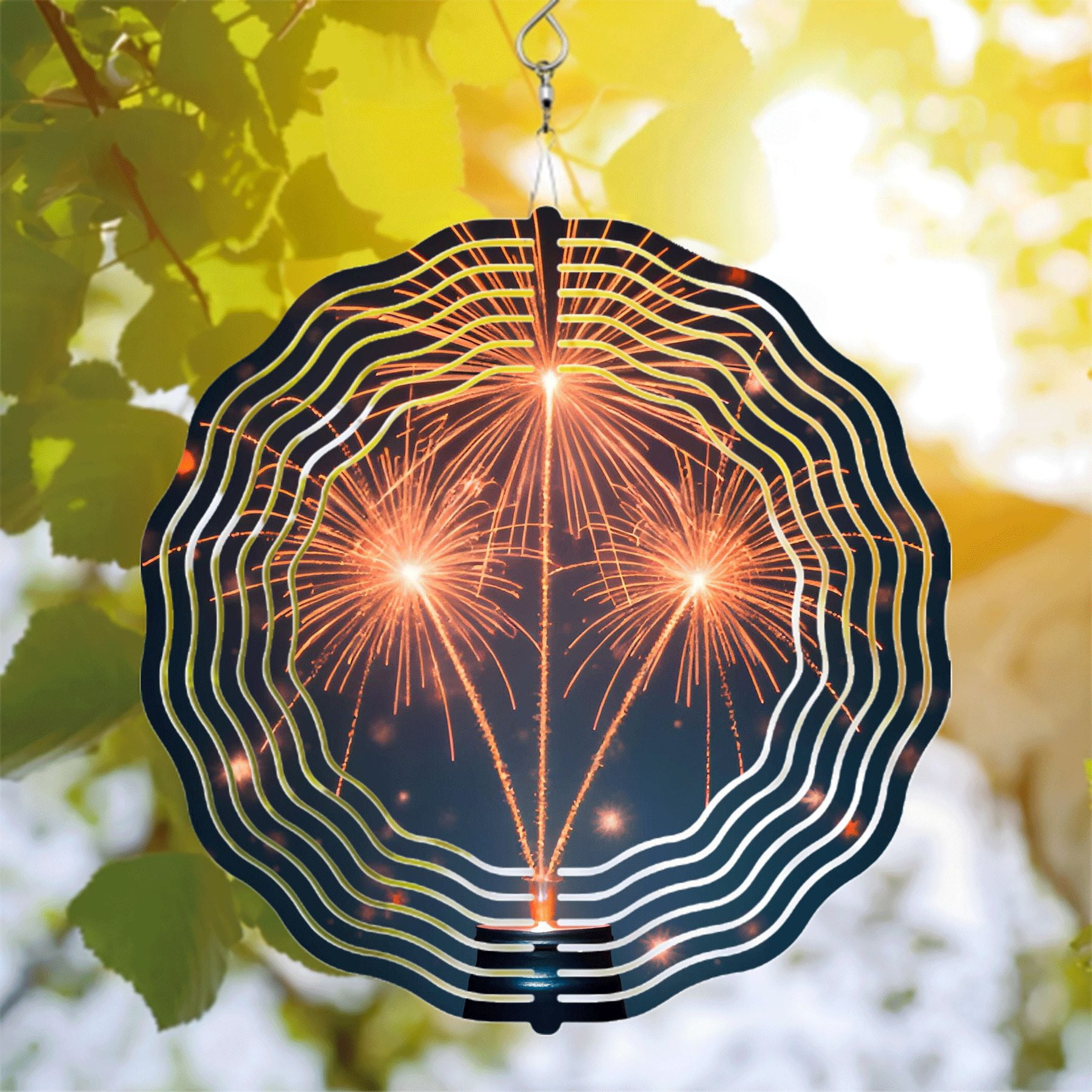 Vibrant Metal Hanging Wind Spinner with Concentric Circular Waves ...