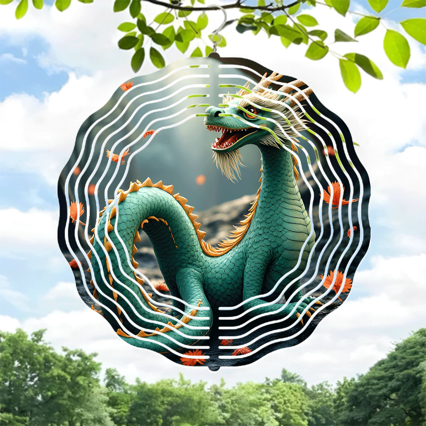 Vibrant Metal Hanging Wind Spinner with Concentric Wave Pattern ...