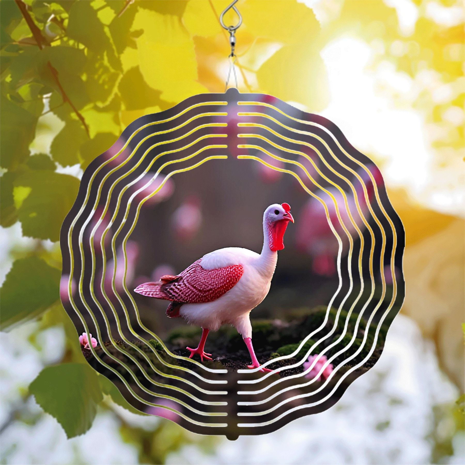 Vibrant Metal Hanging Wind Spinner with Ethereal Concentric Patterns ...