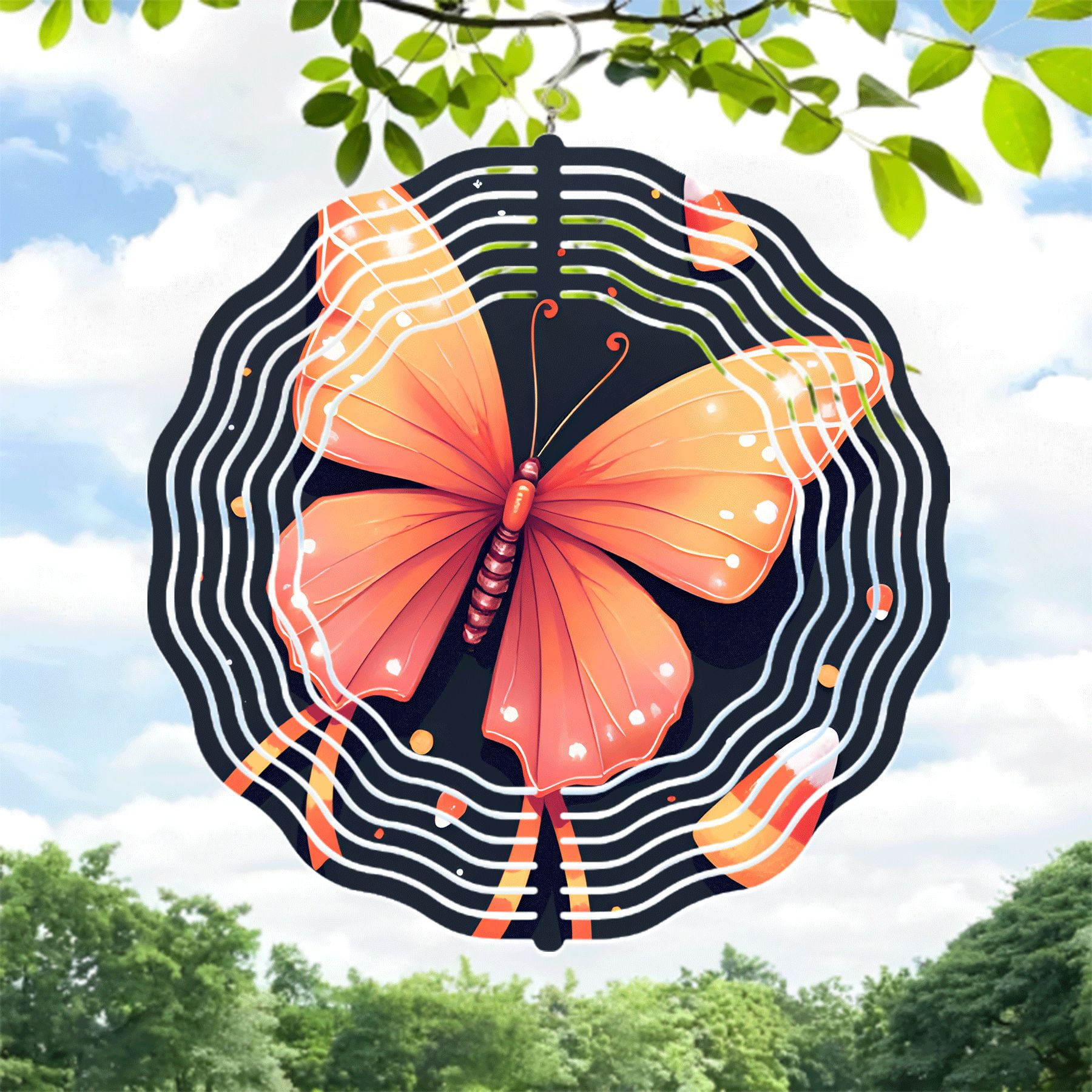 Vibrant Metal Hanging Wind Spinner with Intricate Butterfly Design ...