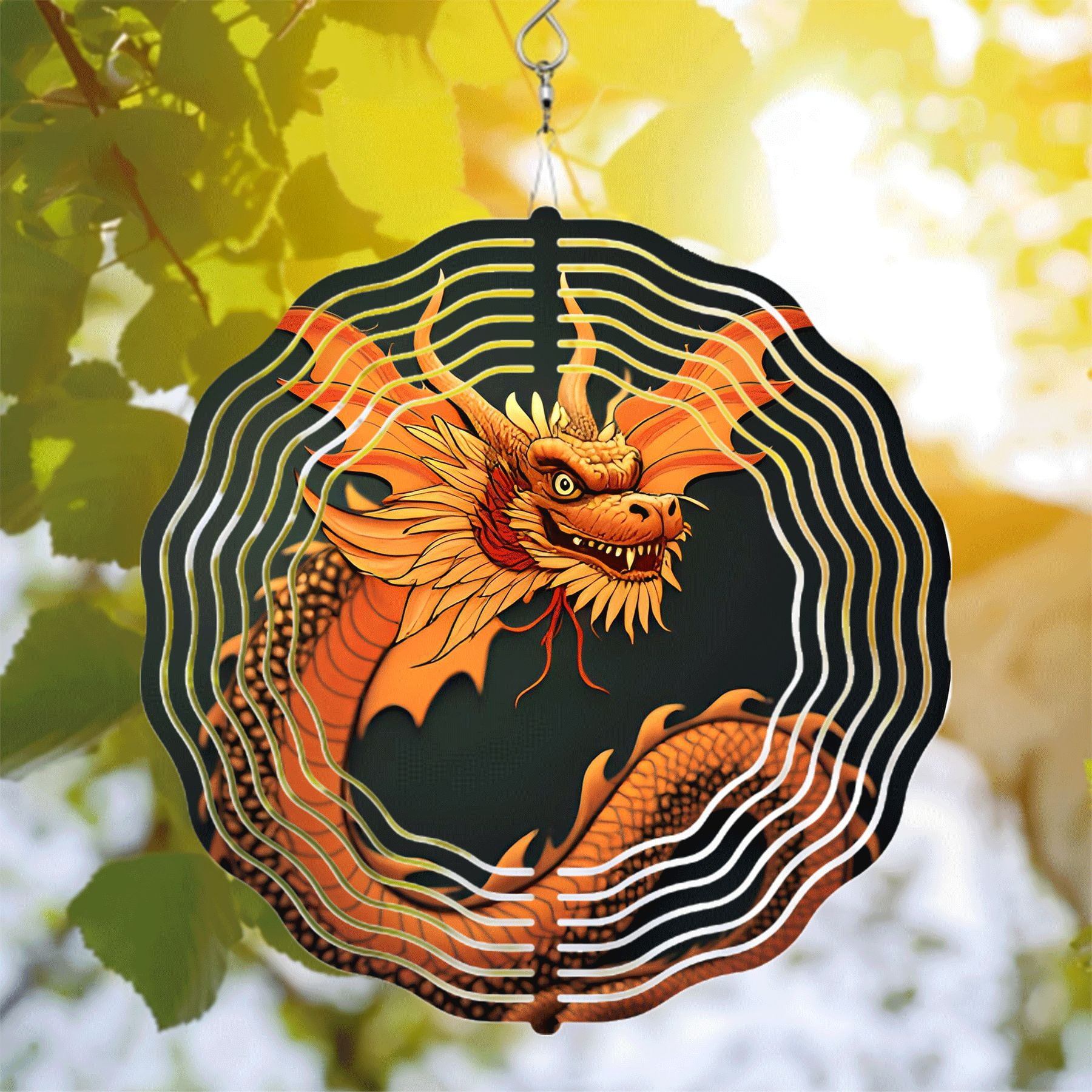 Vibrant Metal Hanging Wind Spinner with Intricate Patterns - Stunning ...
