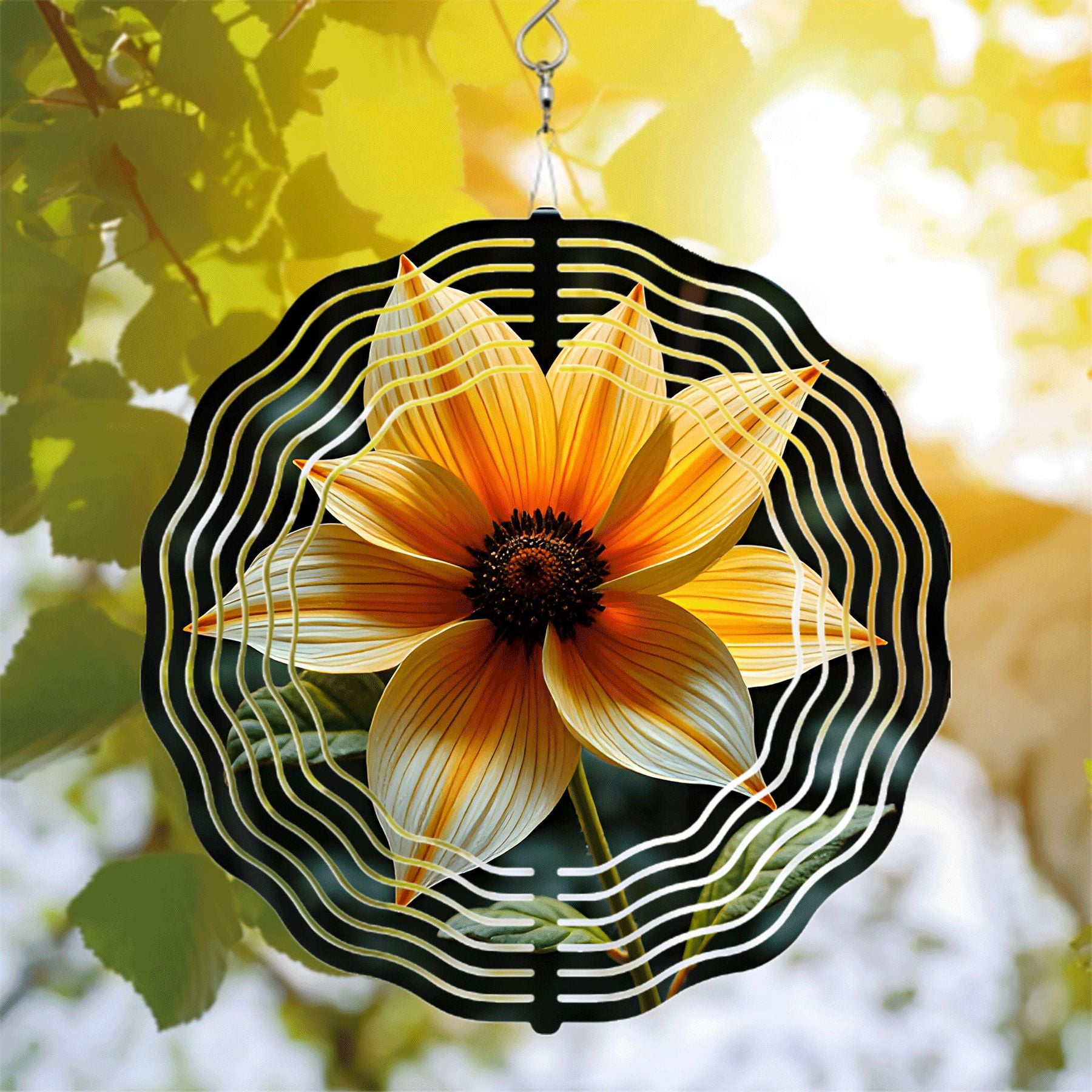 Vibrant Metal Hanging Wind Spinner with Sound Wave Design - Stunning ...