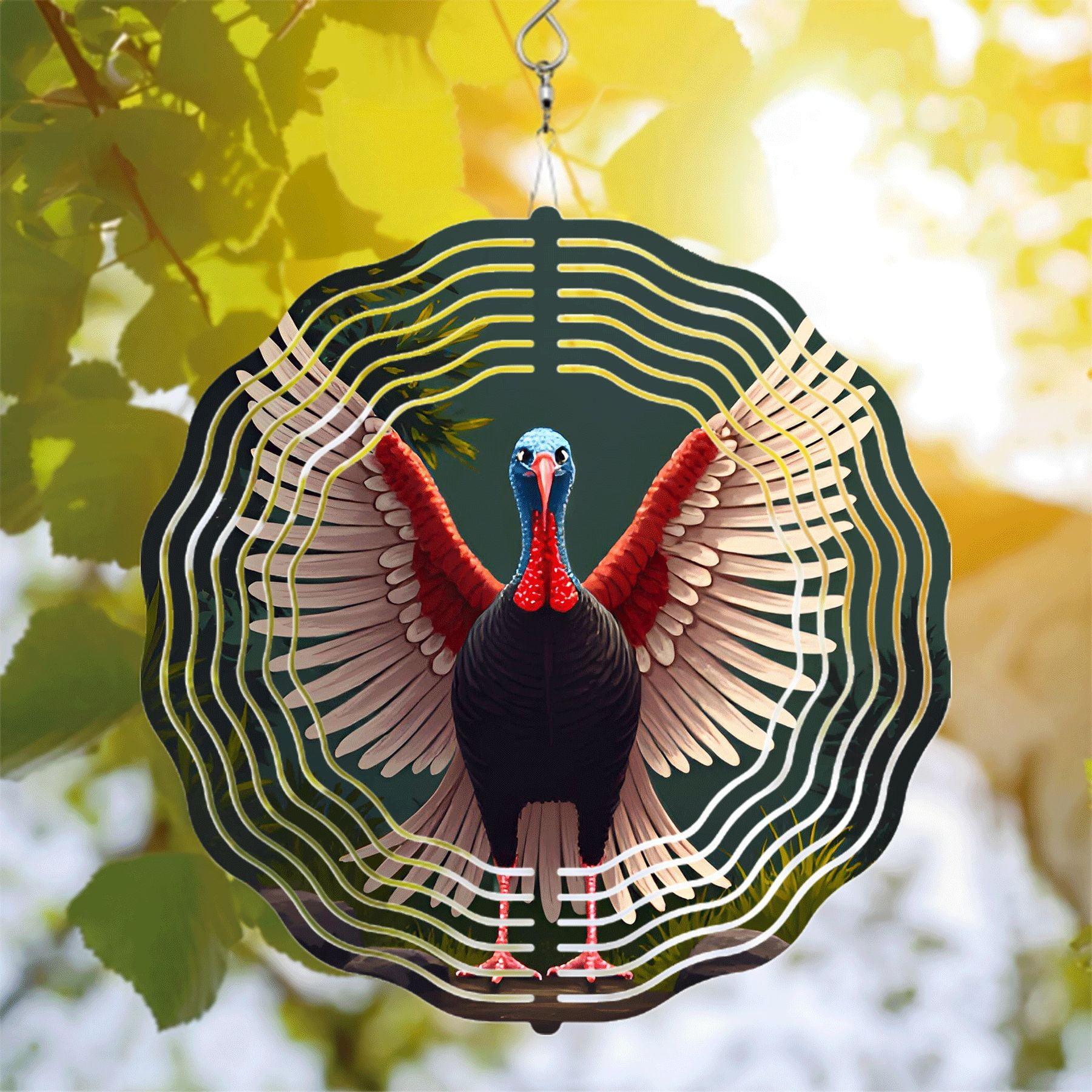 Vibrant Metal Hanging Wind Spinner with Striking Bird Design ...
